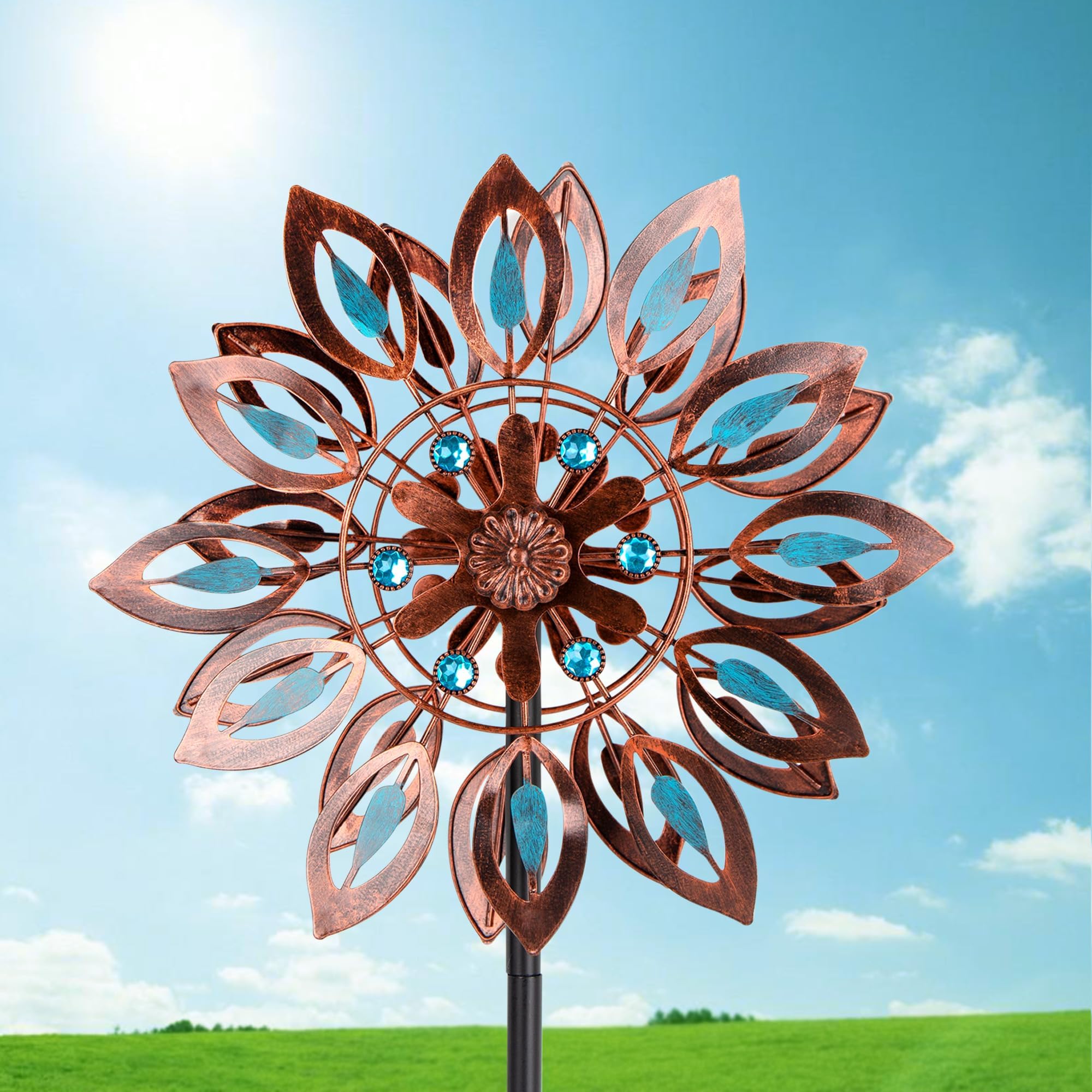 Amazon.com: Gouisalin 360° Wind Spinners Outdoor, Wind Sculptures ...
