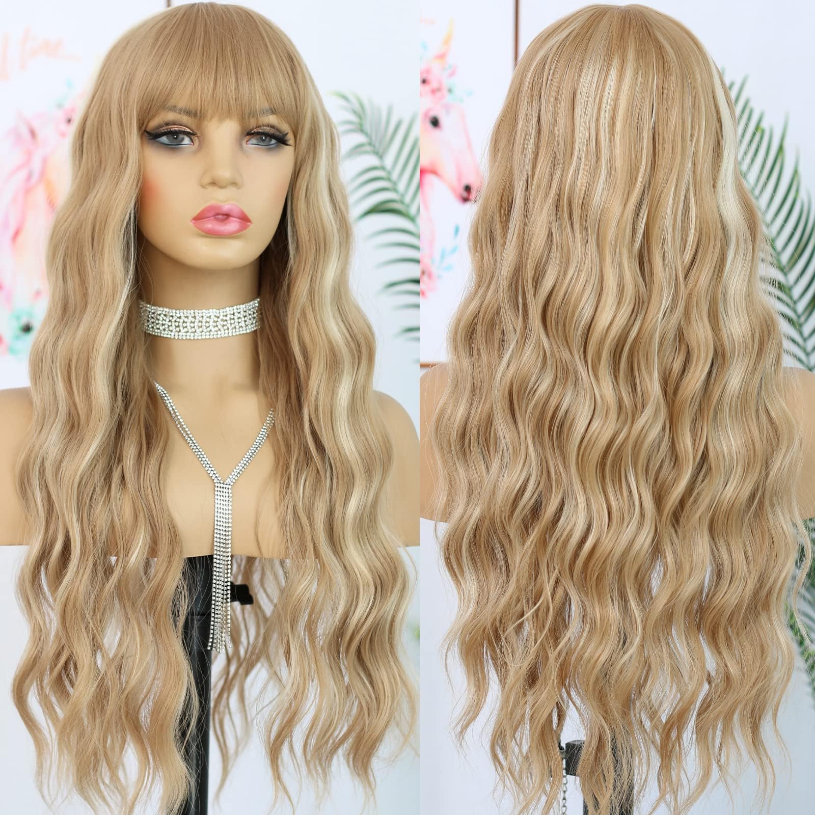 Amazon.com : INSTASTYLE Honey Blonde Wig 30 Inch Synthetic Wig Loose ...