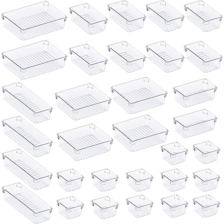Amazon.com: 25 PCS Clear Plastic Drawer Organizers Set, Vtopmart 4-Size ...