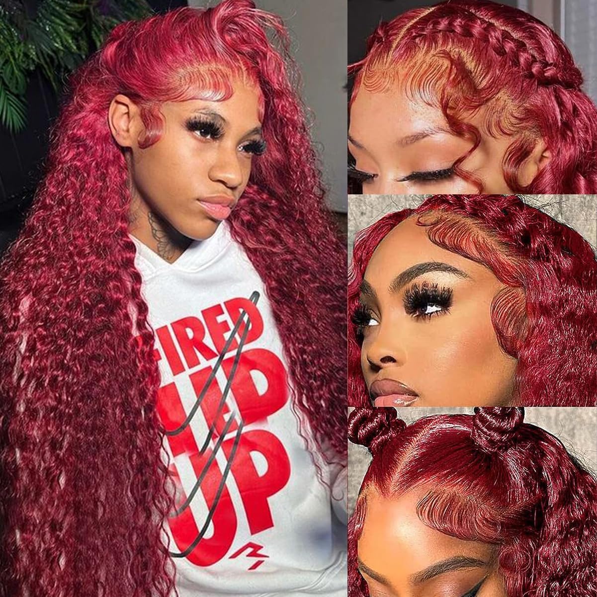 Amazon.com : UTracycoy 99j Burgundy Wig Human Hair 13x6 Deep Wave Lace ...