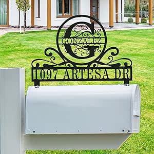 Amazon.com: Personalized Metal Address Plaque, House Number Mailbox ...