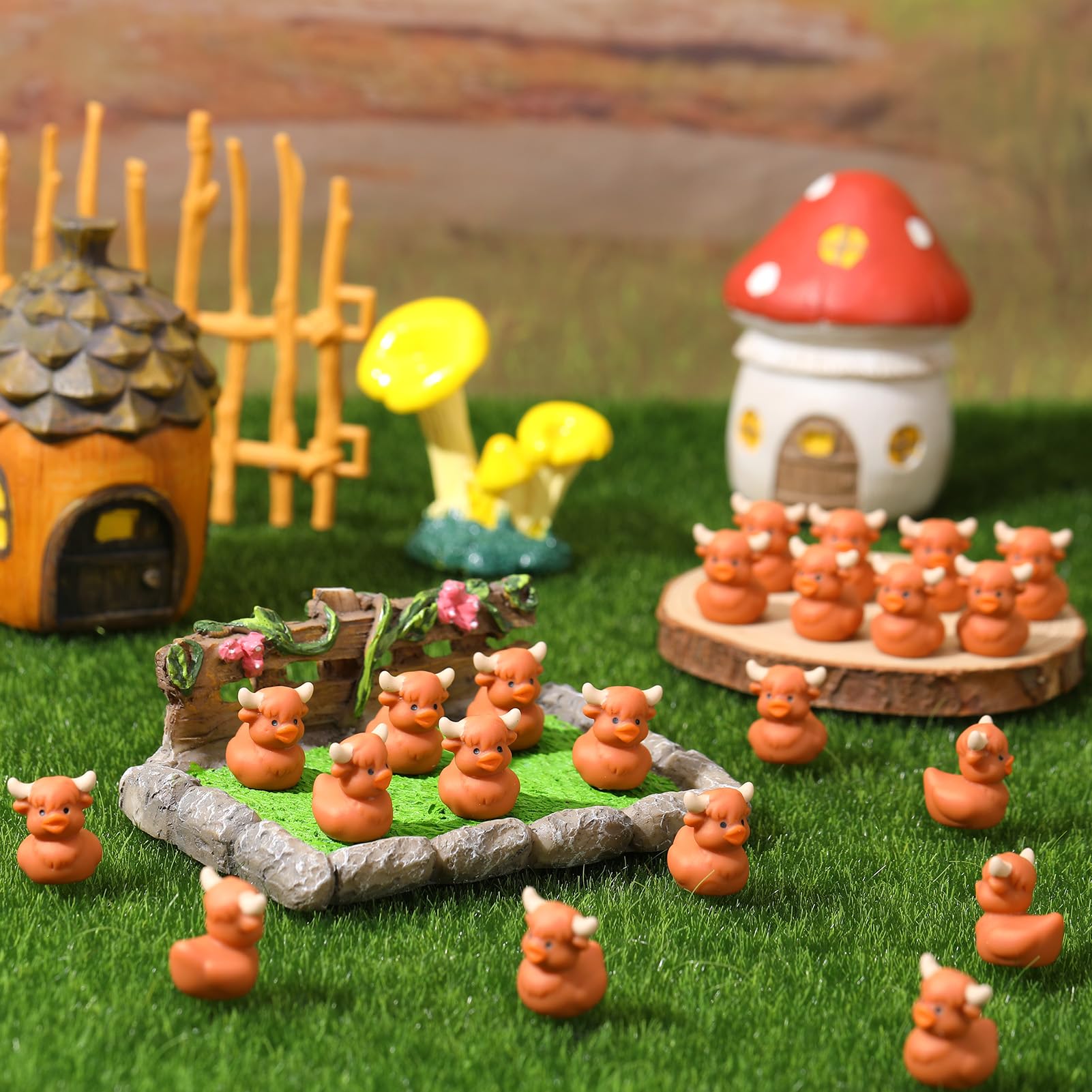 Snapklik.com : GGSTDDUP 50 Pcs Highland Cow Ducks Toy Figures, Mini Cow ...