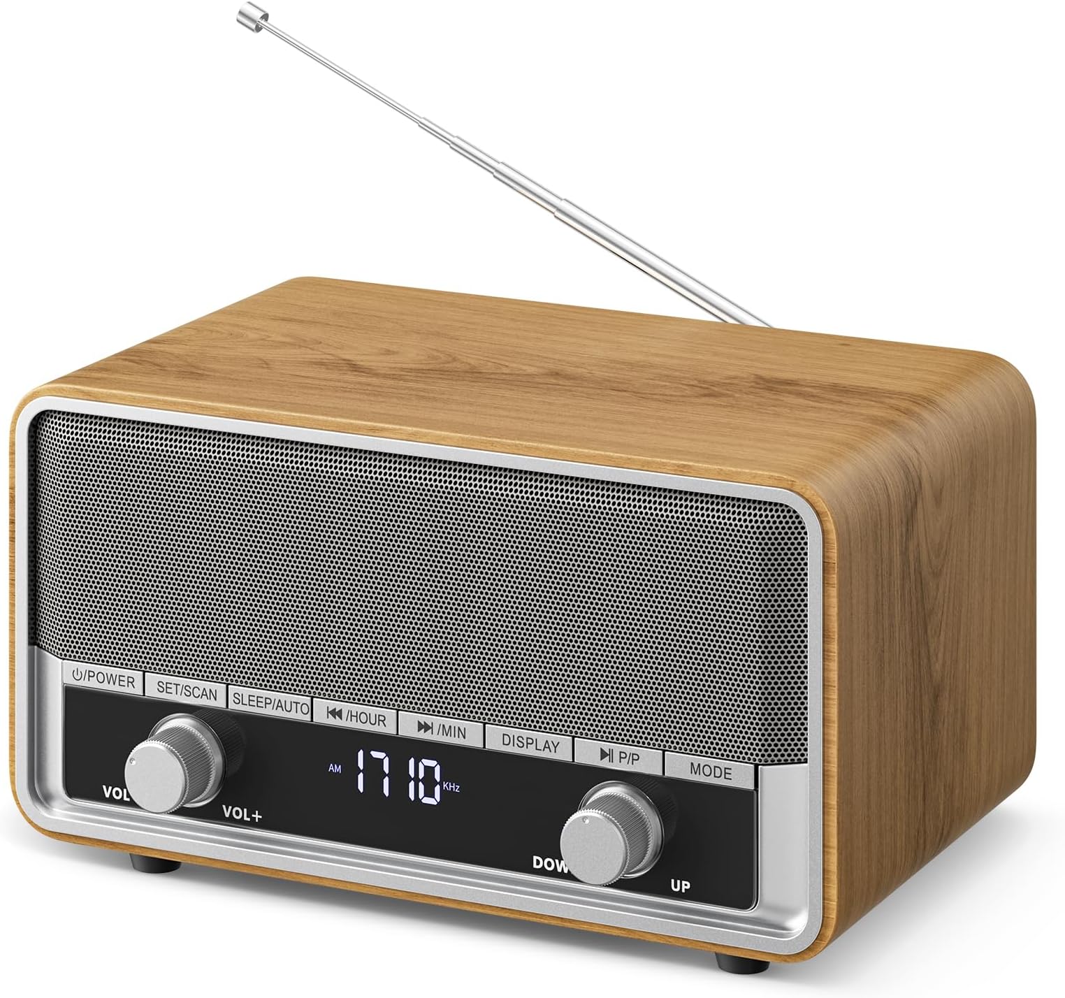 Amazon.com: August MB300 Mini Wooden MP3 Stereo System and FM Clock ...