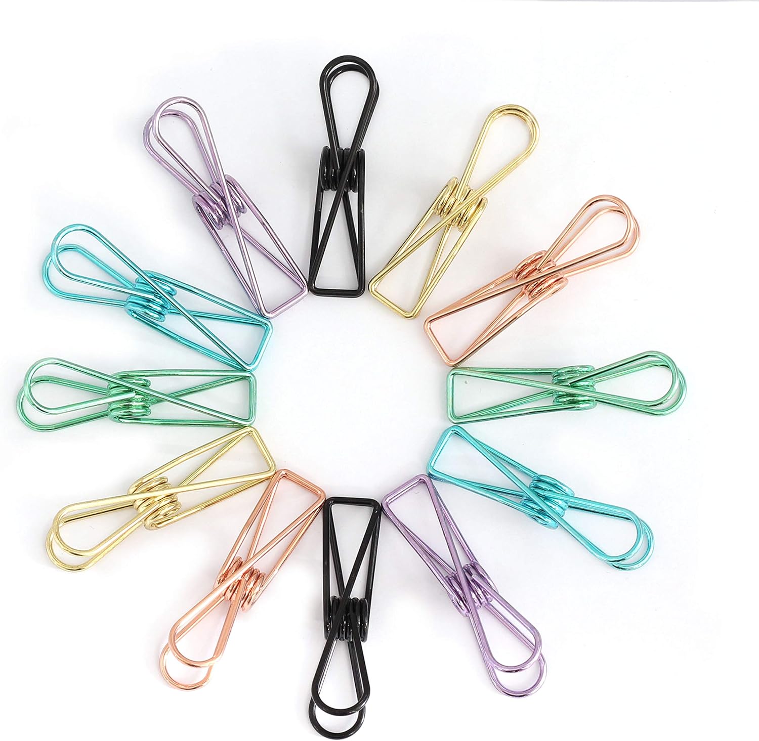 Amazon.com: 24Pcs Metal Wire Binder Clip Paper Metal Clip- Colorful ...