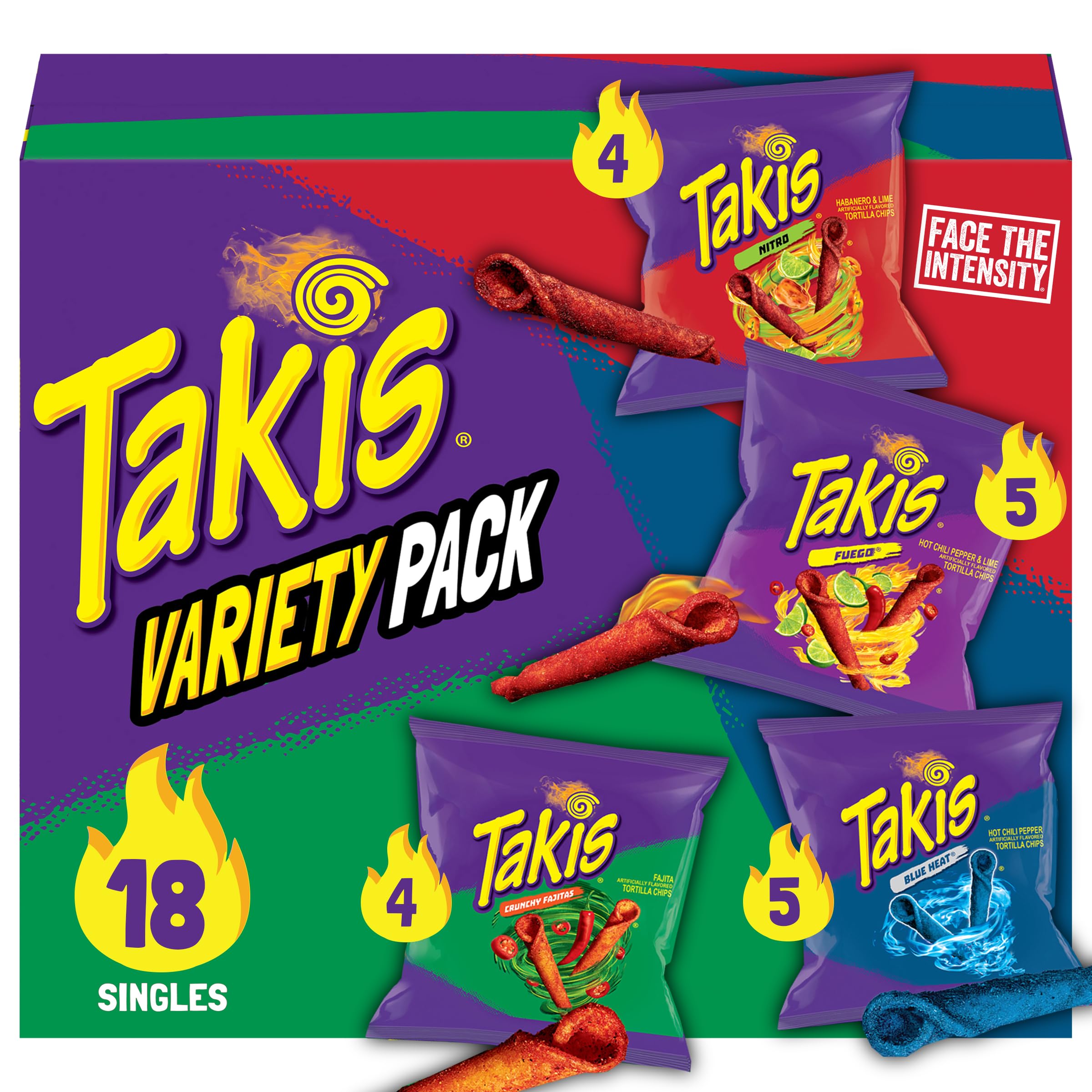 Amazon.com: Takis 18 pc / 1 oz Variety Pack, Assorted Flavored Mixed ...