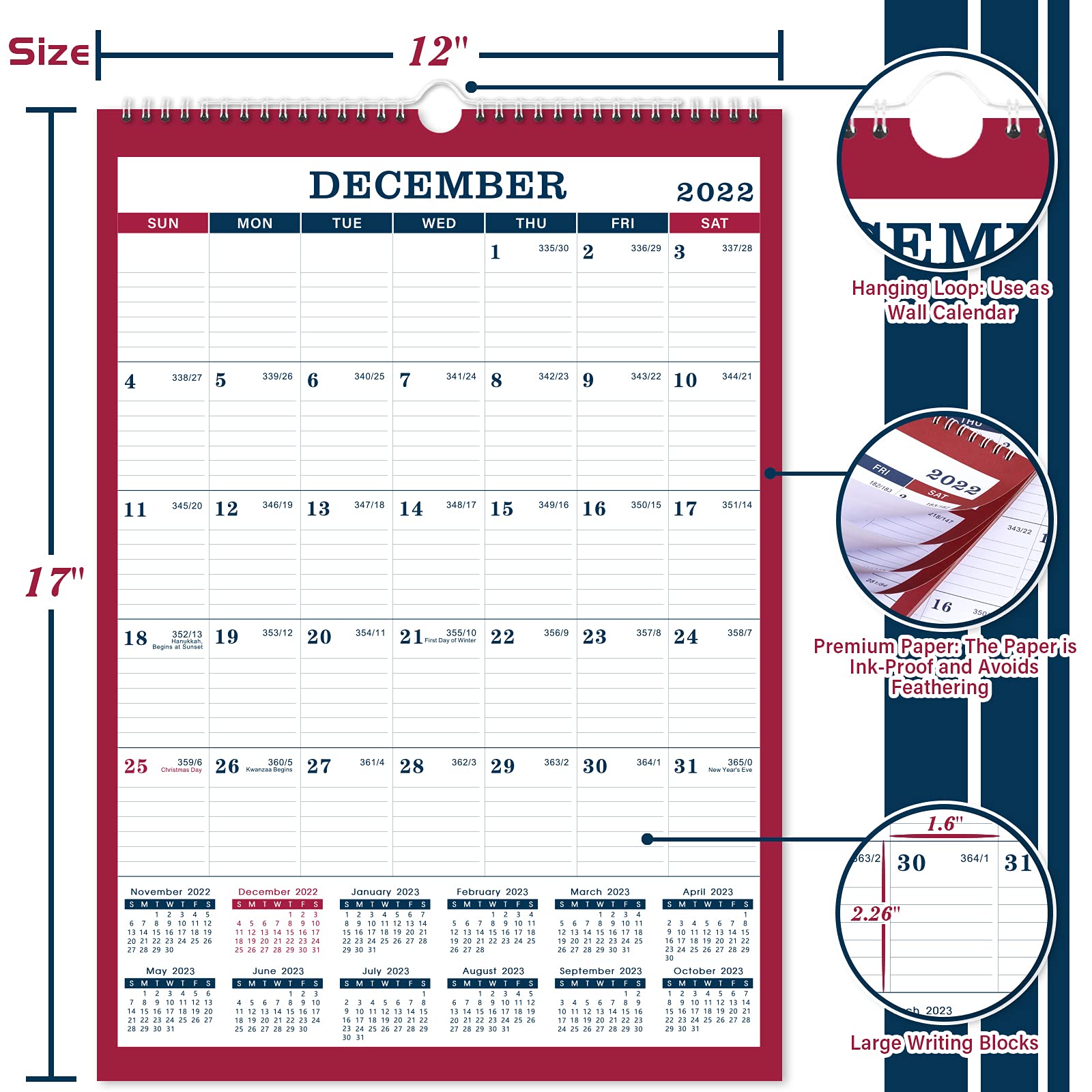 2022-2023 Wall Calendar - 18 Months Wall Calendar 2022-2023, Jan 2022 ...