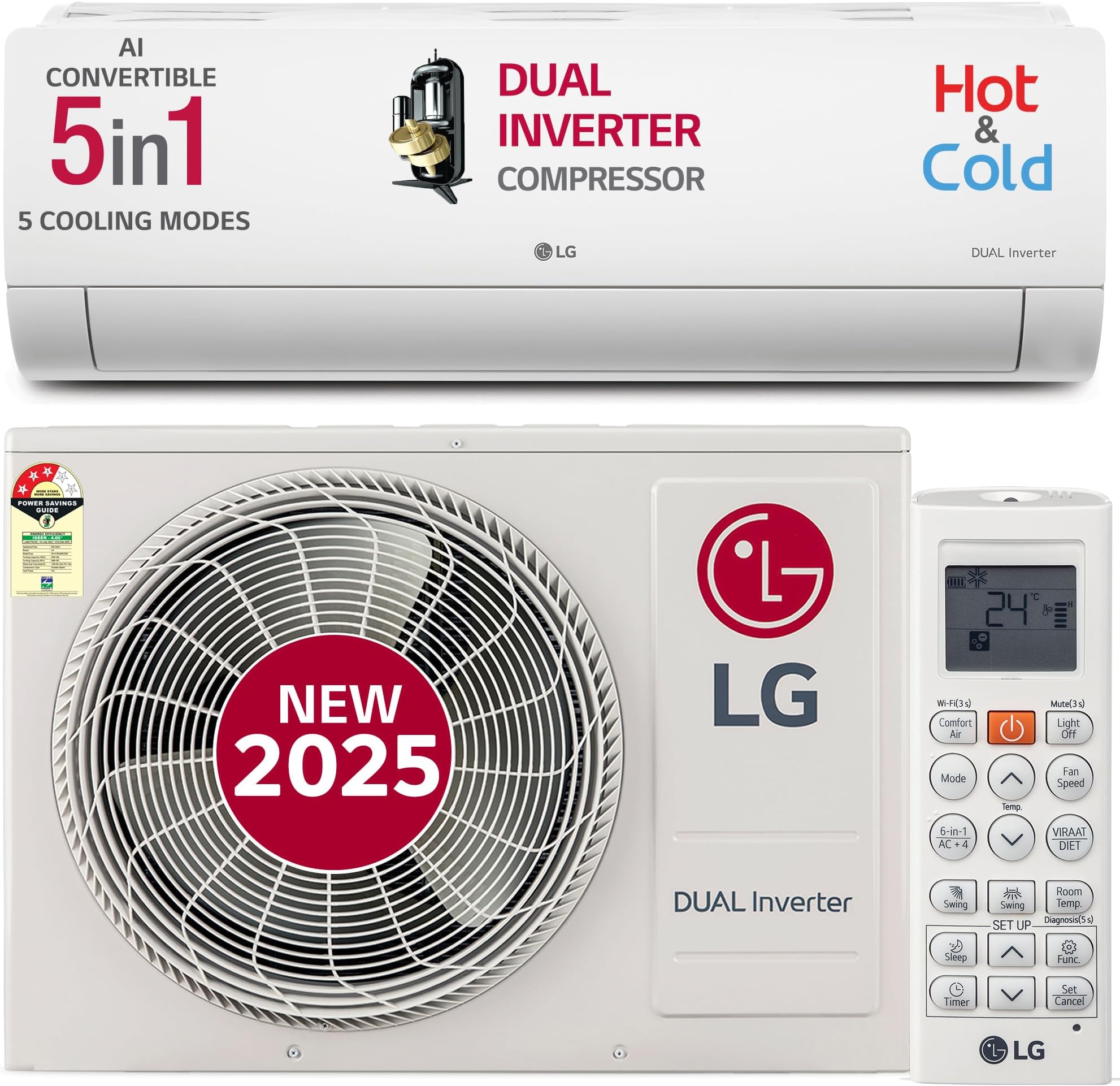 LG 1.5 Ton 3 Star Hot & Cold, DUAL Inverter Split AC (Copper ...