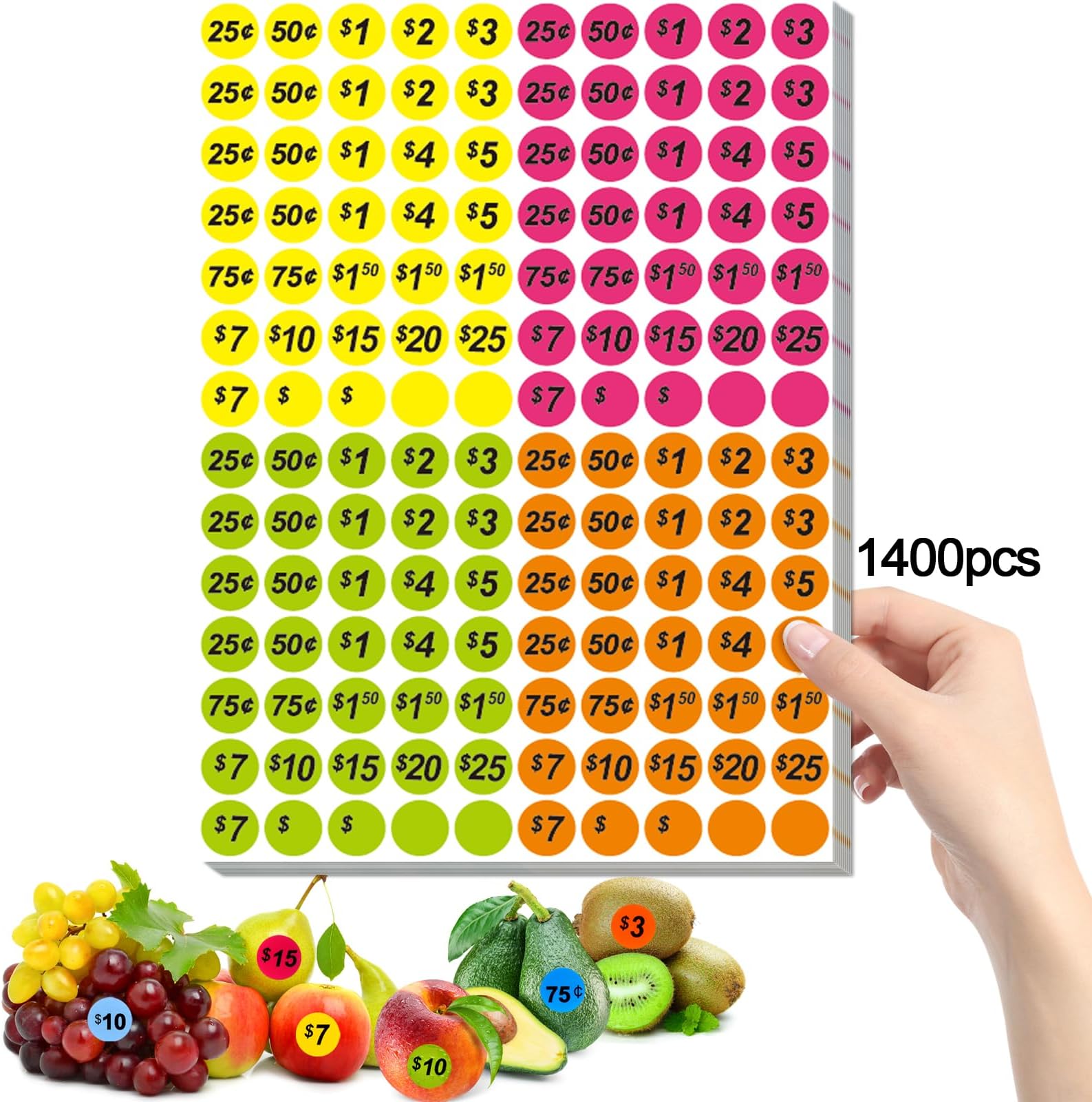 Amazon.com : Garage Sale Price Stickers, 1400 PCS 3/4 Inch Price ...