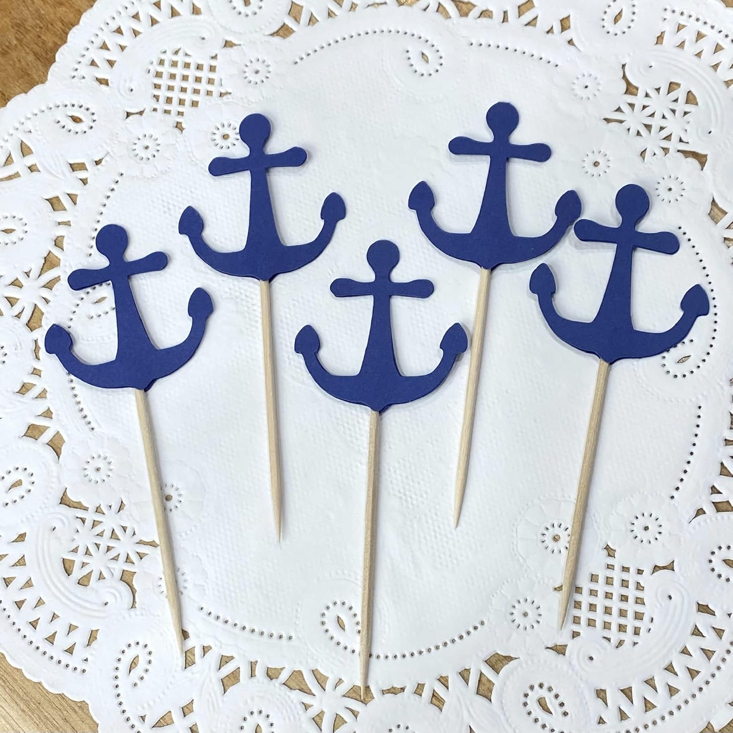 Amazon.com: Anchor Cupcake Toppers - Classic Navy Blue Anchor Toppers ...