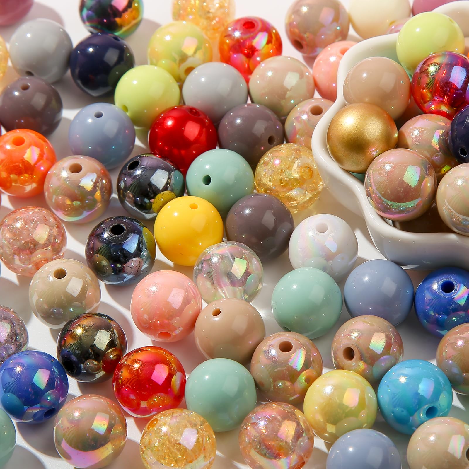Amazon.com: BERMRO 16mm Acrylic Beads Deep Color Round Beads 100pcs ...