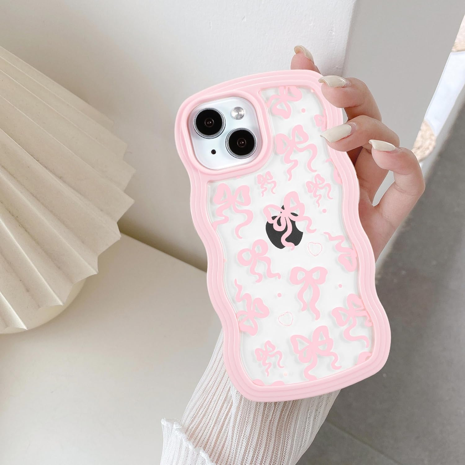 Amazon.com: QLTYPRI for iPhone 13/iPhone 14 Case, Curly Wave Frame Clear Phone Case with ...