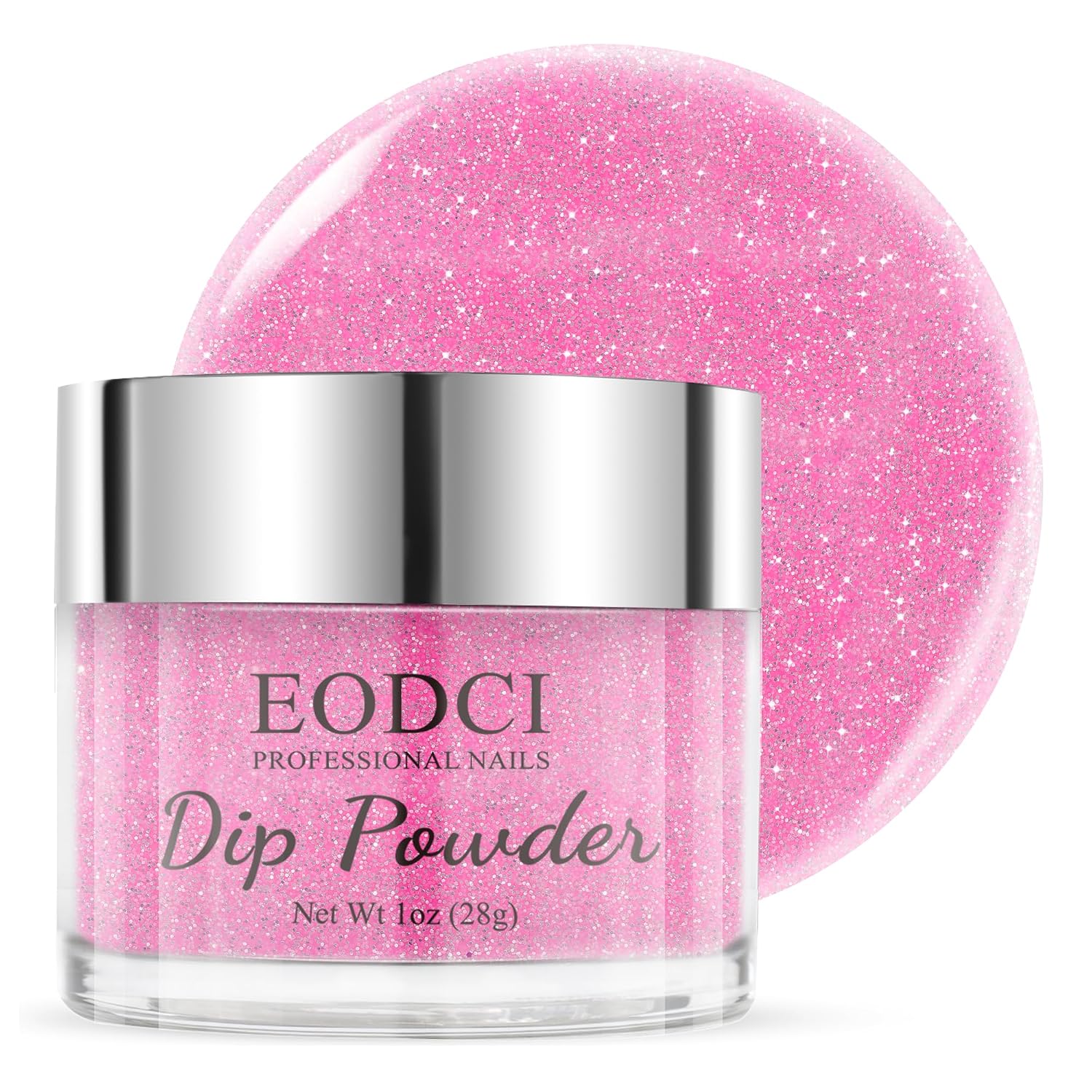 Amazon.com: EODCI Dip Powder Reflective Hot Pink Glitter Nail Dipping ...