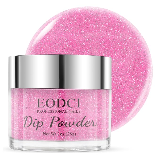 Amazon.com: EODCI Dip Powder Reflective Hot Pink Glitter Nail Dipping ...