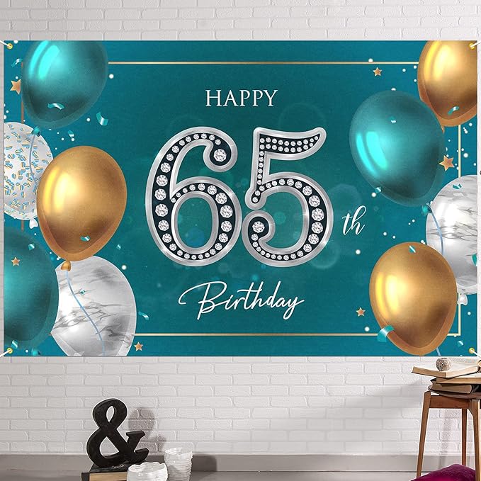 Amazon.com: HAMIGAR 6x4ft Happy 65th Birthday Banner Backdrop - 65 ...
