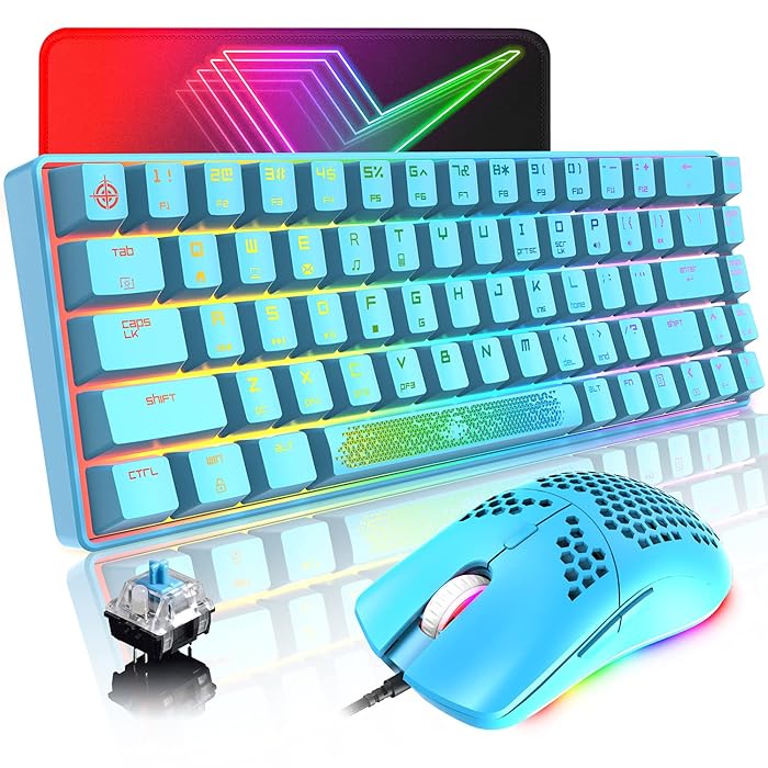 Buy 60% RGB Mechanical Gaming Keyboard and Mouse,68 Keys,Blue Switches ...