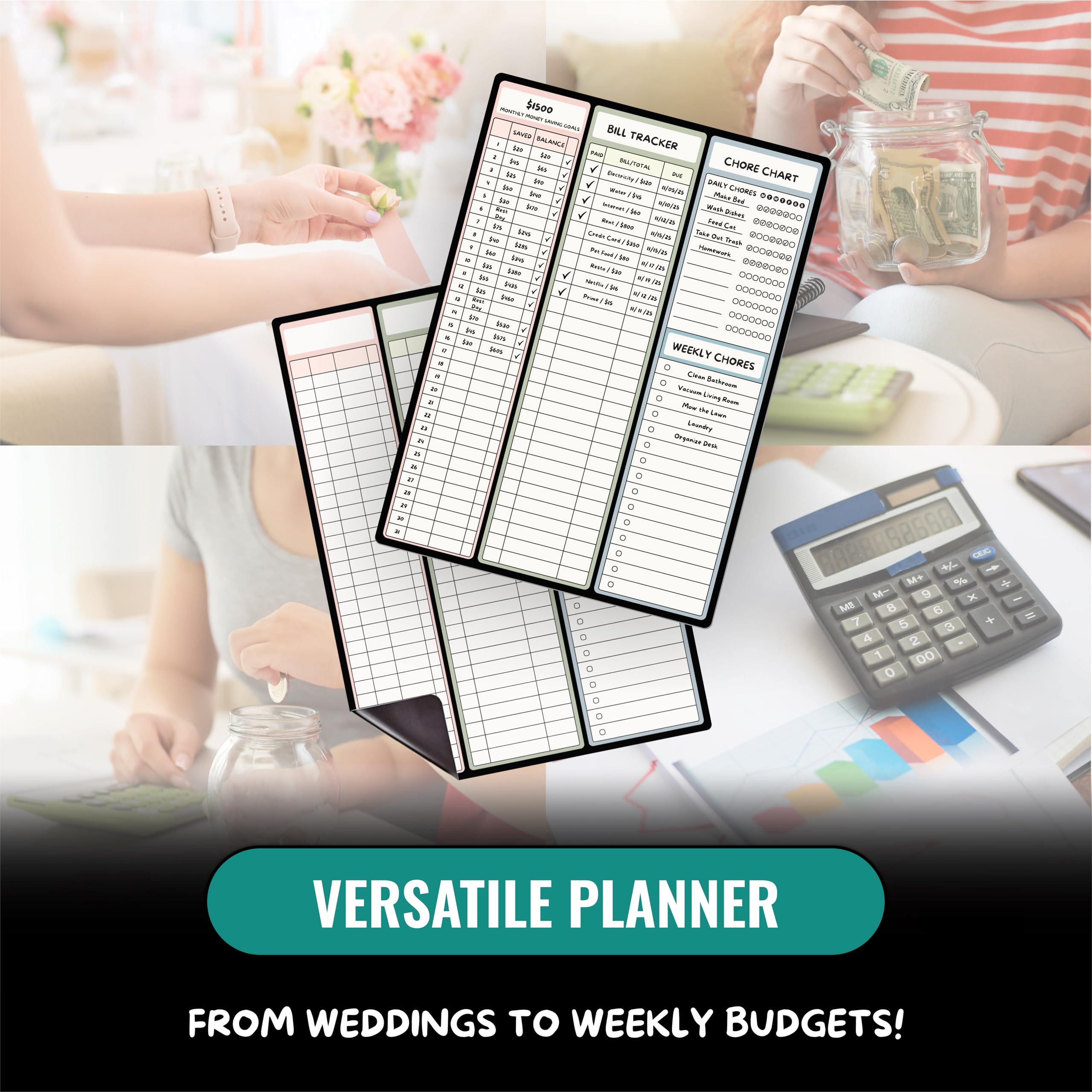 Refrigerator Bill Organizer Magnetic Whiteboard Money Tracker For ...
