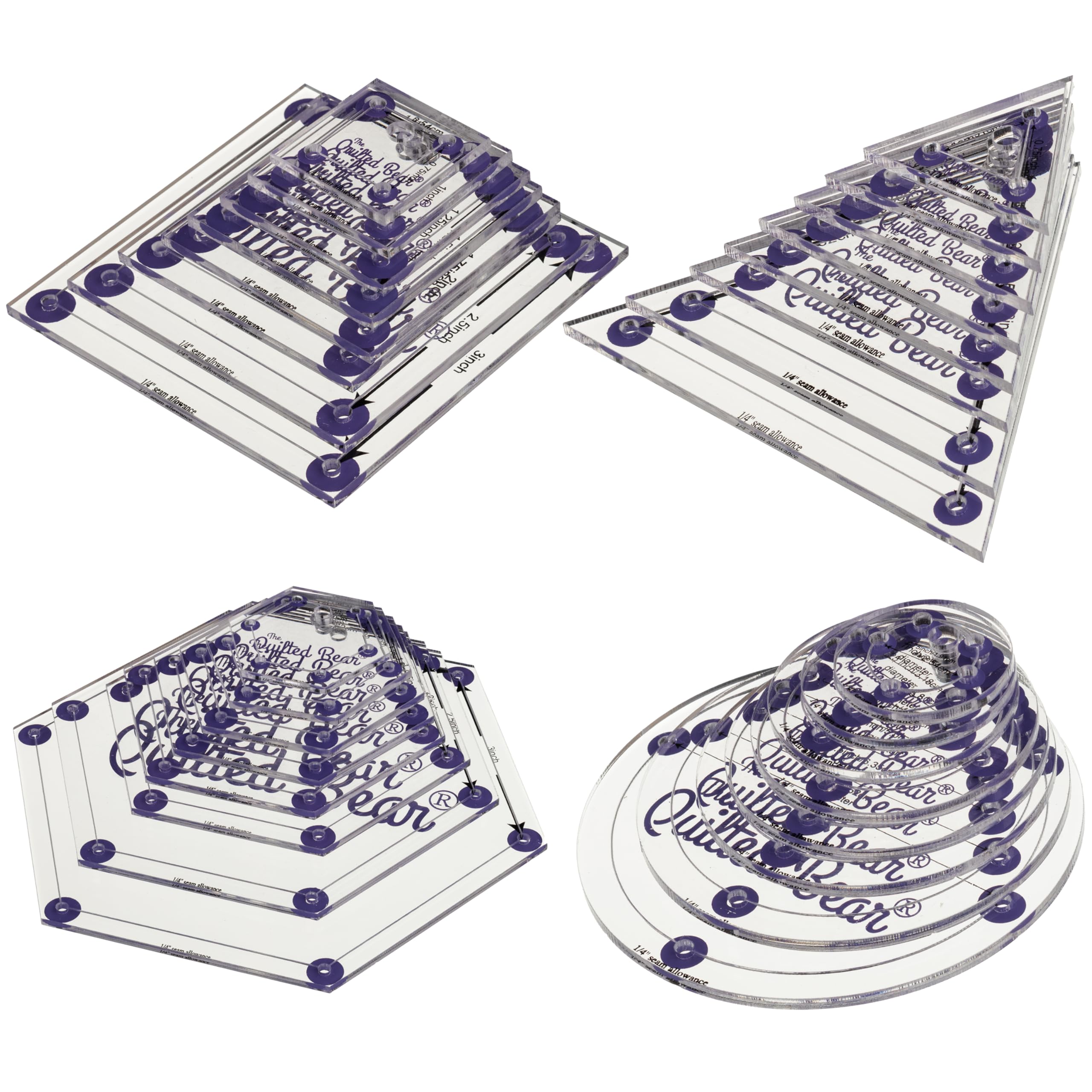 Amazon.com: The Quilted Bear Quilting Template Bundle - 4 Sets of 8 ...