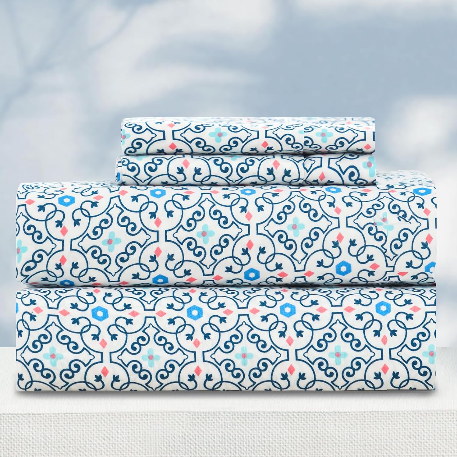 Amazon.com: ROOYE Full Sheet Set Deep Pocket Print Pattern，Full Size ...