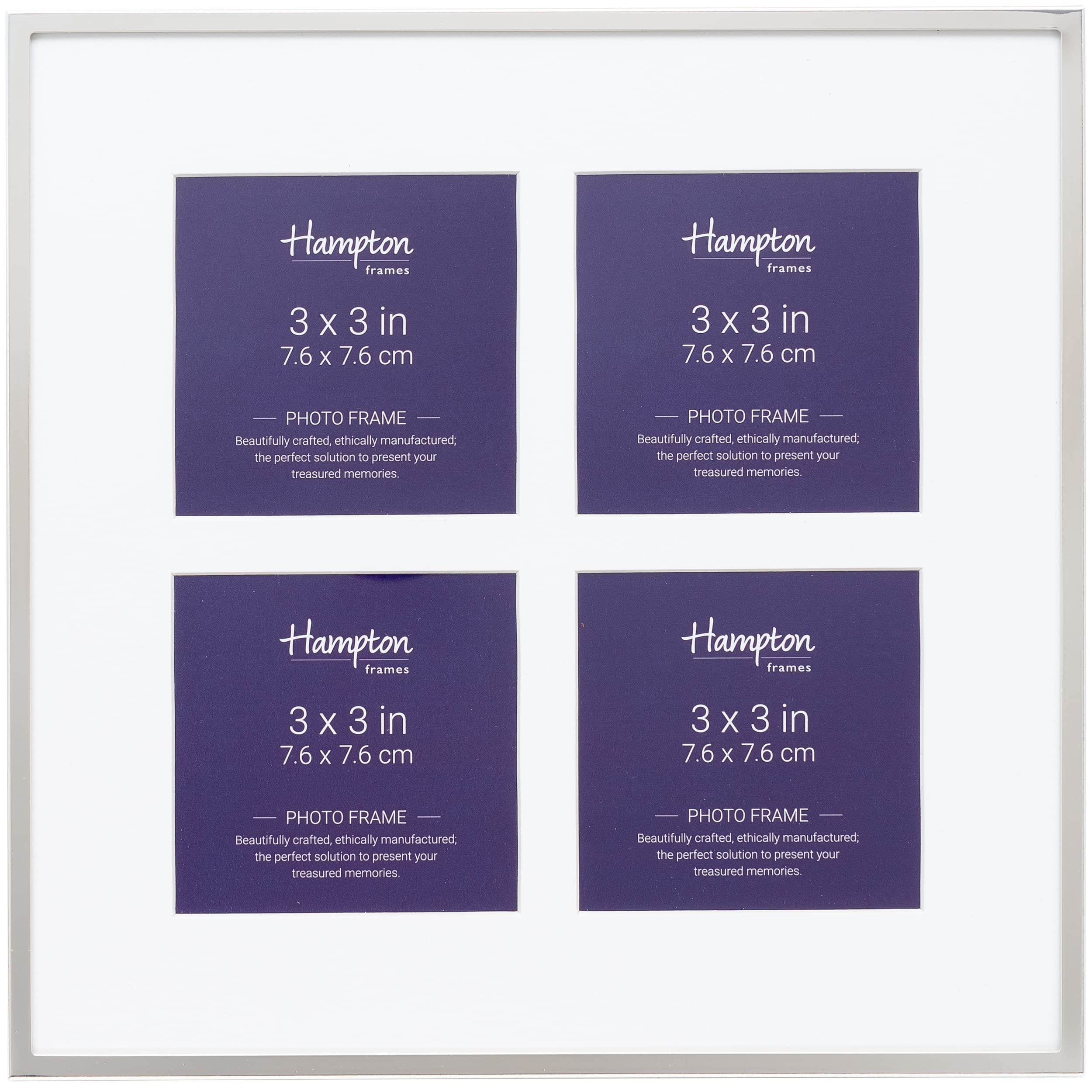 Hampton Frames MAYFAIR 4 Aperture 3x3 (7.6x7.6cm) Silver Multi Aperture ...