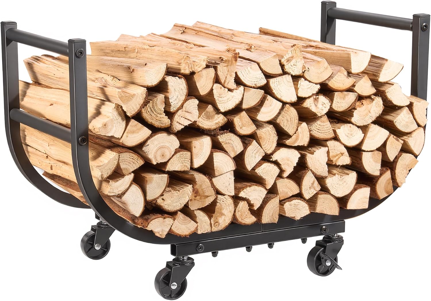 Amazon.com: YQBRAO - Rolling Firewood Rack with Wheels, Heavy-Duty ...