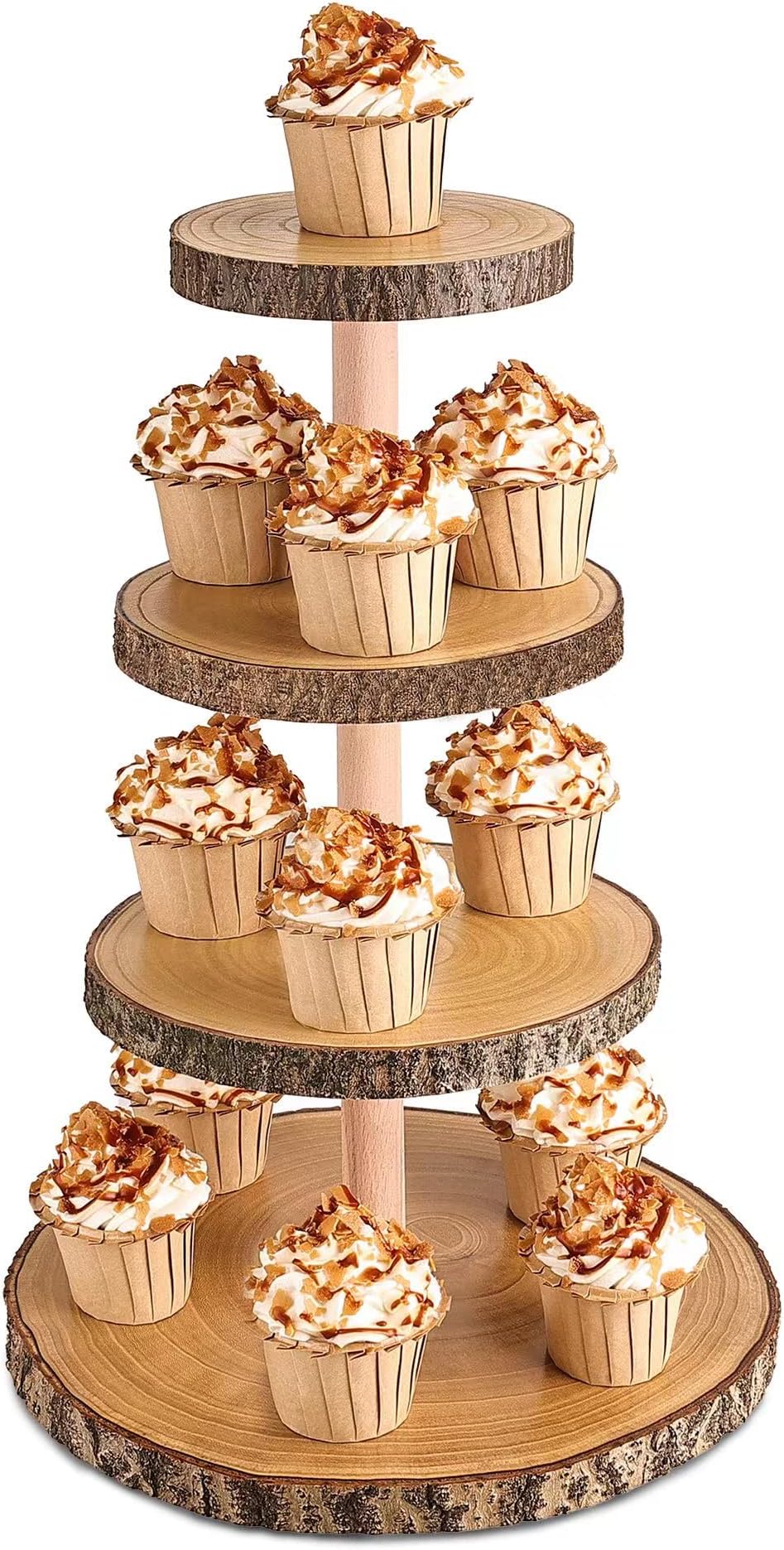 Amazon.com | Set of 3 Wooden Cupcake Stand 3 Tier Wood Cupcake Holder ...