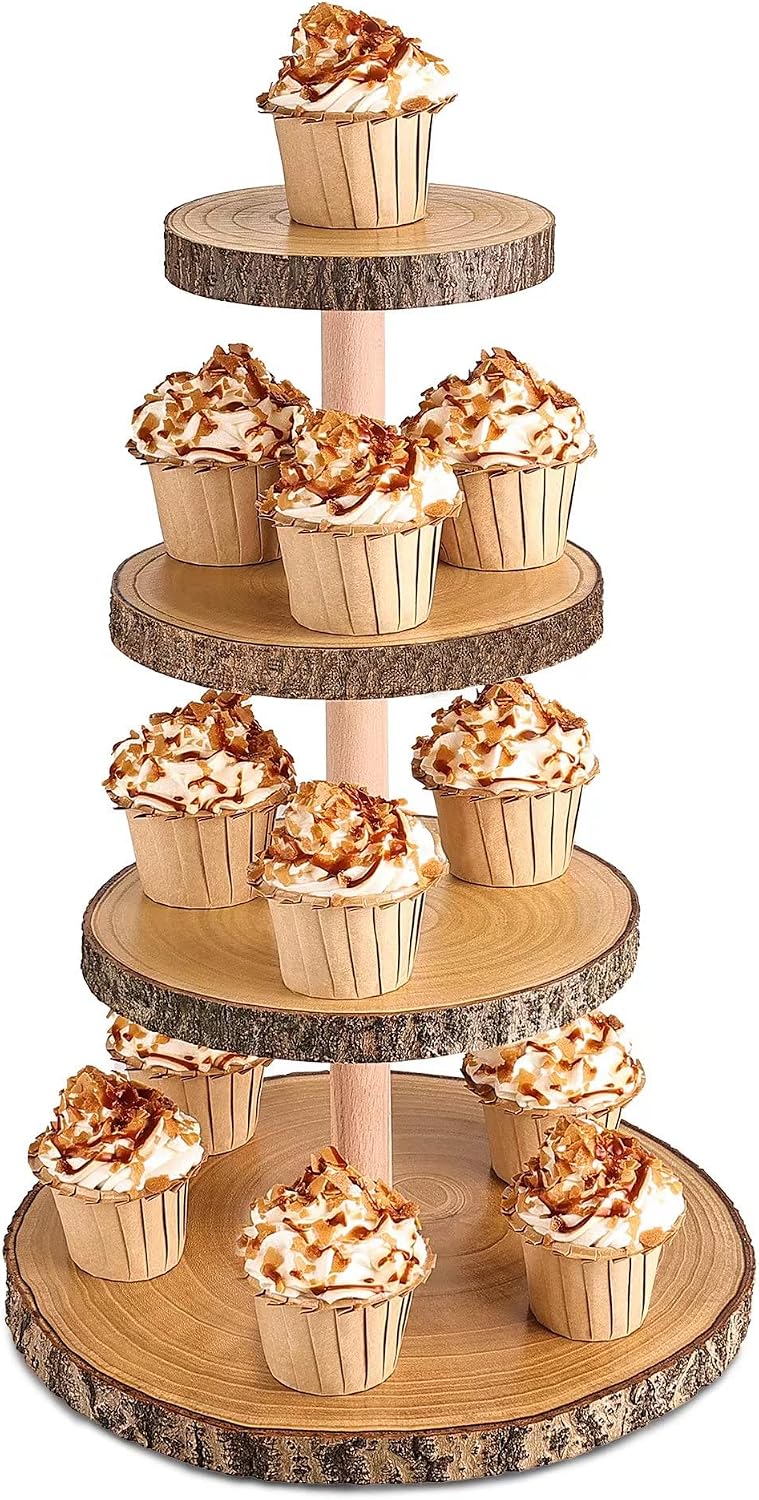 Amazon.com | Hanson and Bennett Rustic Wooden Cupcake Stand - 4 Tiered ...