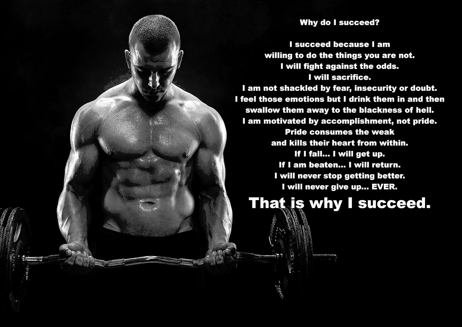 Bodybuilding Inspirational Motivational Quote Print Sign Poster Weight ...
