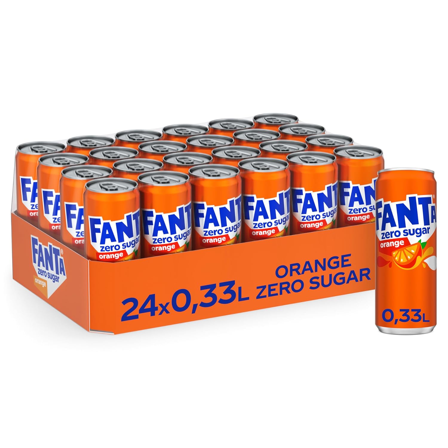 Fanta Zero Orange: Fruchtig-spritzig, ohne Zucker, 24 Dosen