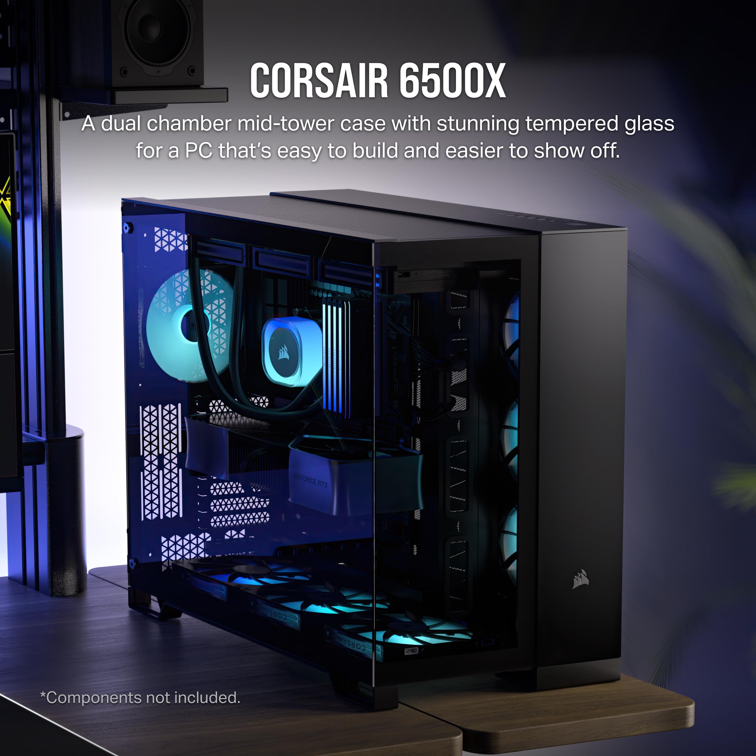 Snapklik.com : CORSAIR 6500X Mid-Tower ATX Dual Chamber PC Case Panoramic Tempered Glass Reverse ...