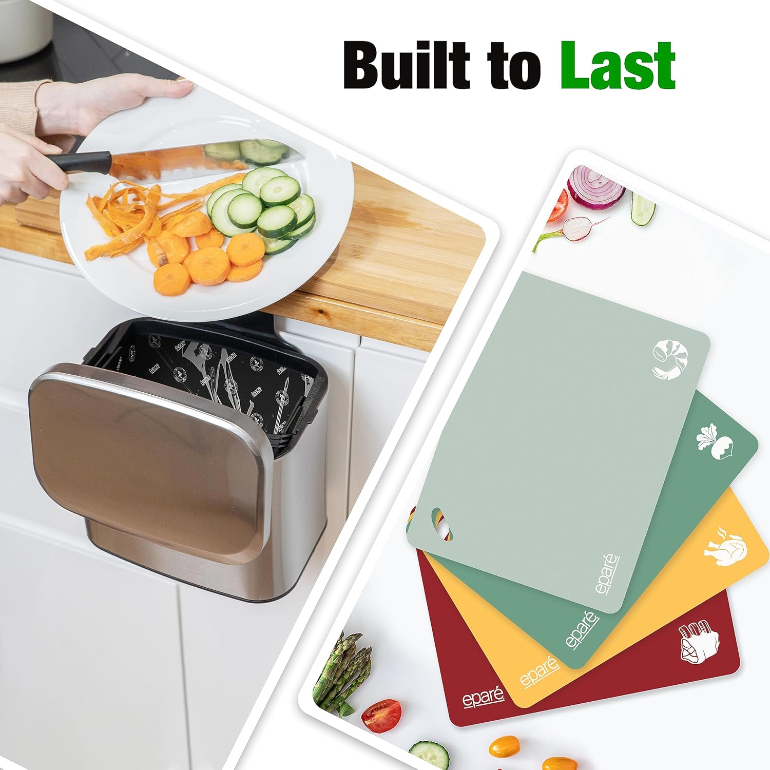 Amazon.com : Eparé Bundle: Kitchen Compost Bin Countertop & Flexible ...