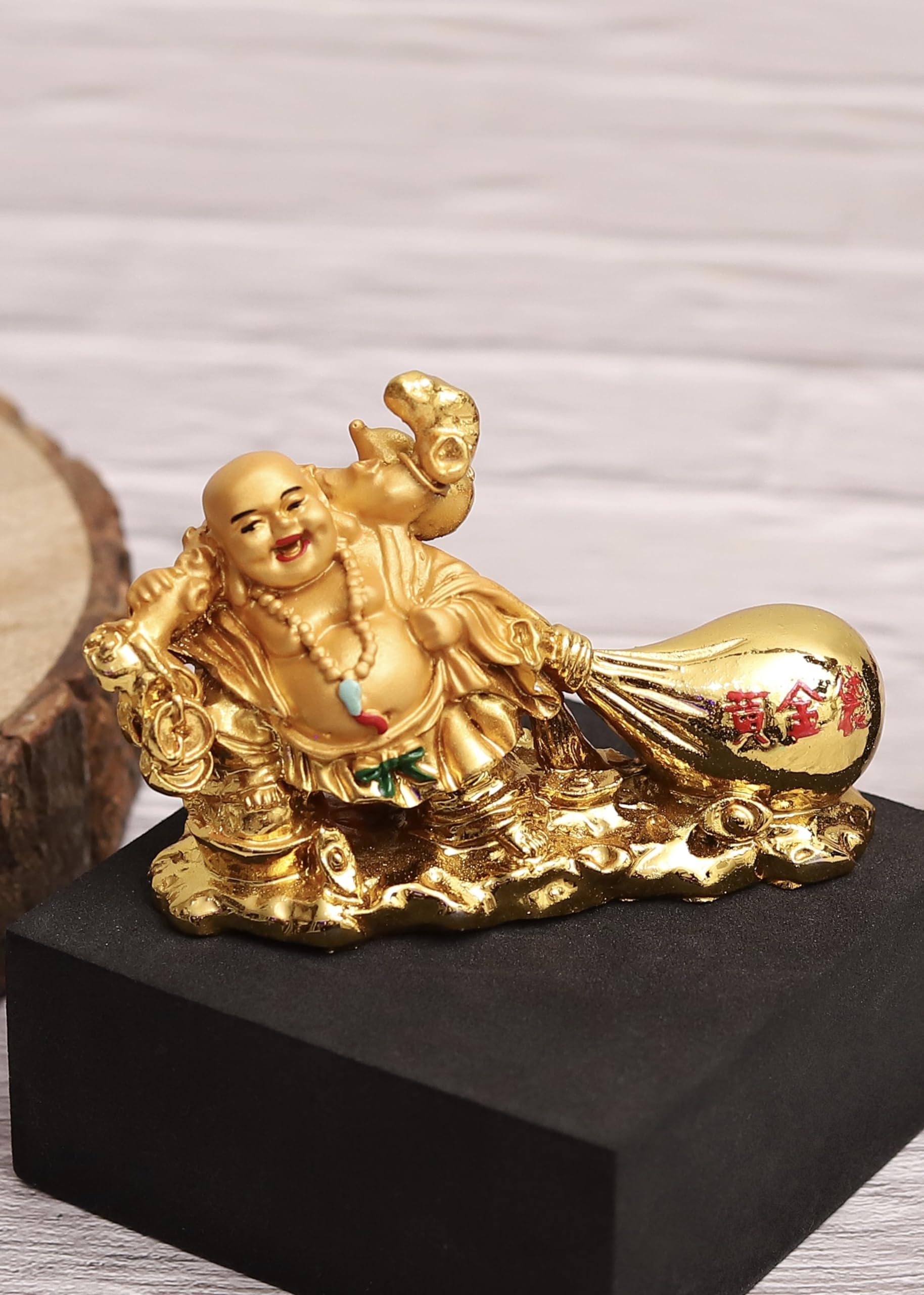 Buy ART FLAUNTS Laughing Buddha with Money Bowls for Good Luck Feng ...