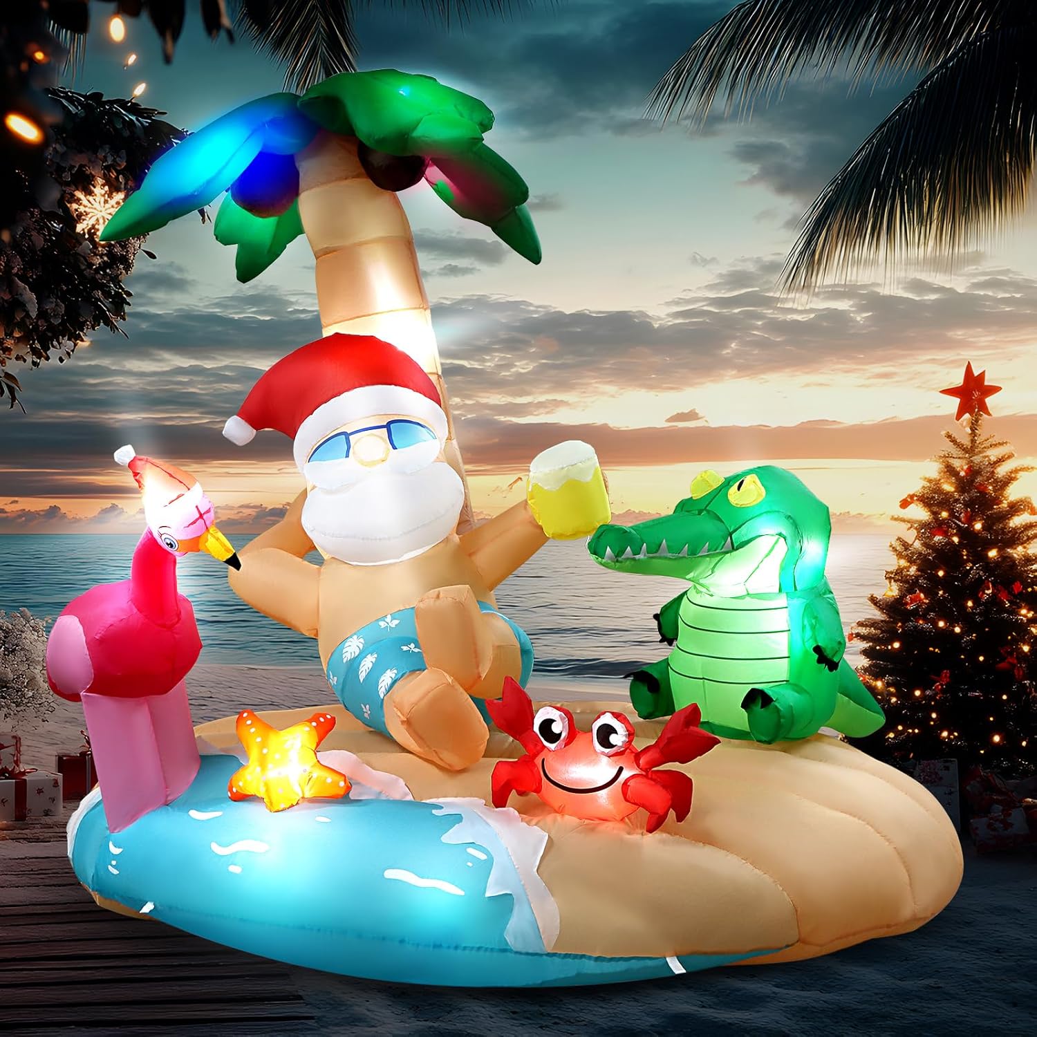Amazon.com: 7.2 FT Christmas Inflatable Outdoor Decoration Hawaiian ...