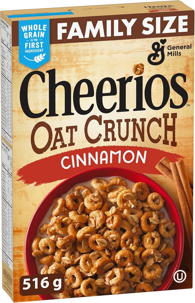 CHEERIOS - FAMILY SIZE PACK - Cinnamon Oat Crunch Cereal Box, No ...