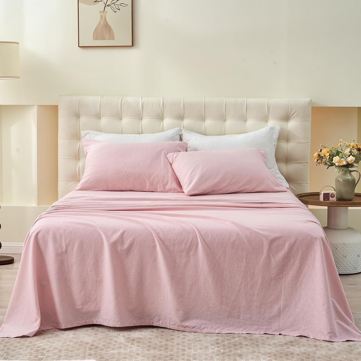 Amazon.com: Simple&Opulence Belgian Linen Sheet Set Solid Color - 3 ...