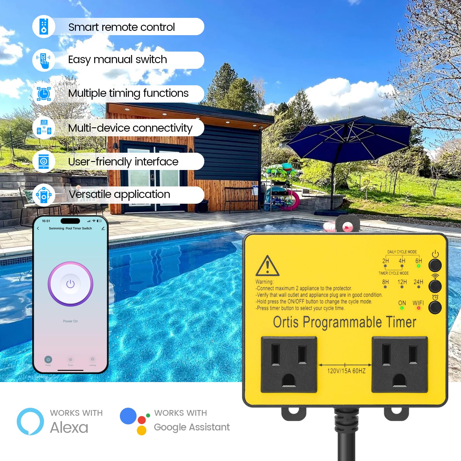 Snapklik.com : WiFi Above Ground Pool Timer Switch, Ortis Smart Pool Timer