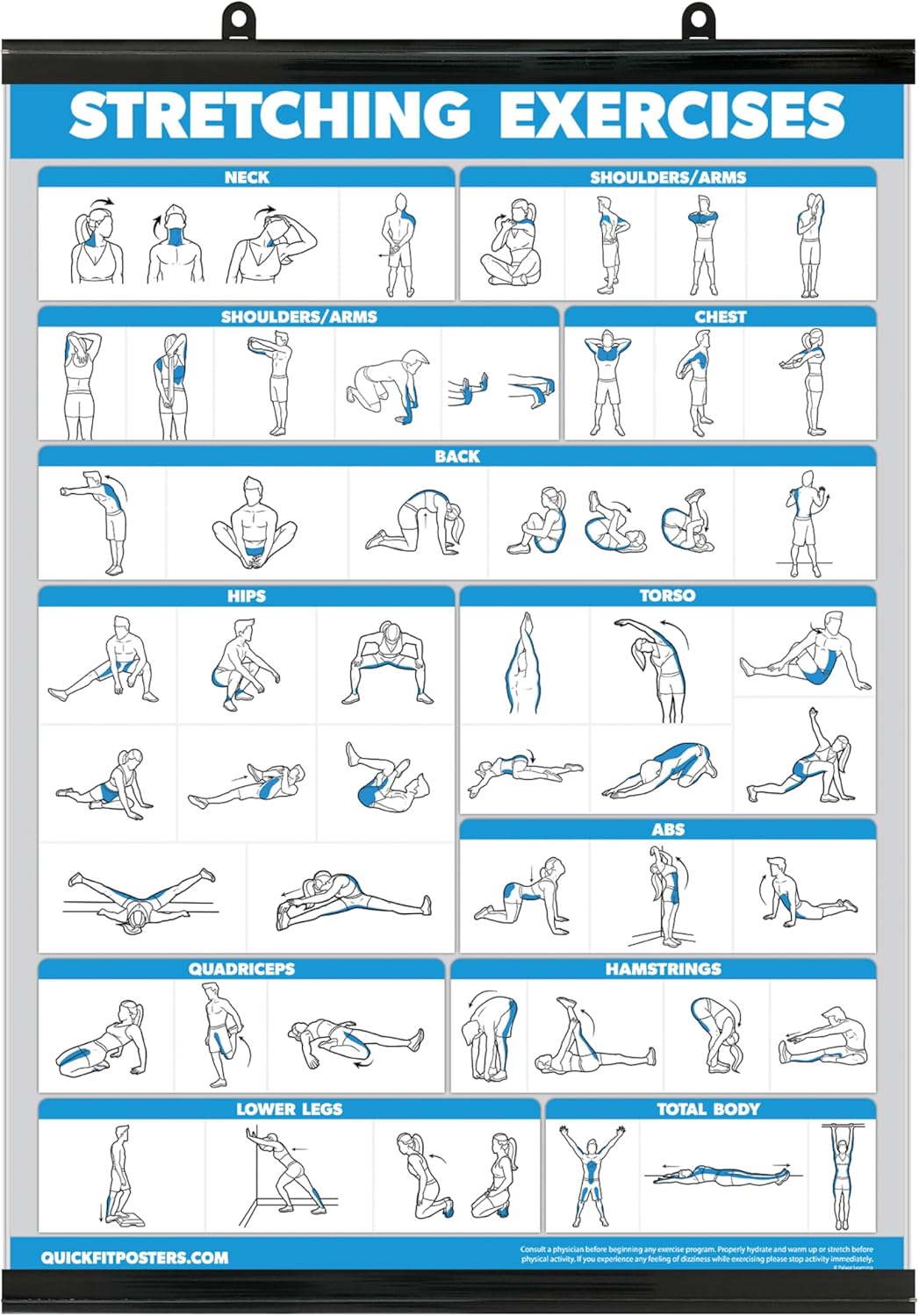 Amazon.com: Palace Learning QUICKFIT Stretching Workout Exercise Poster ...