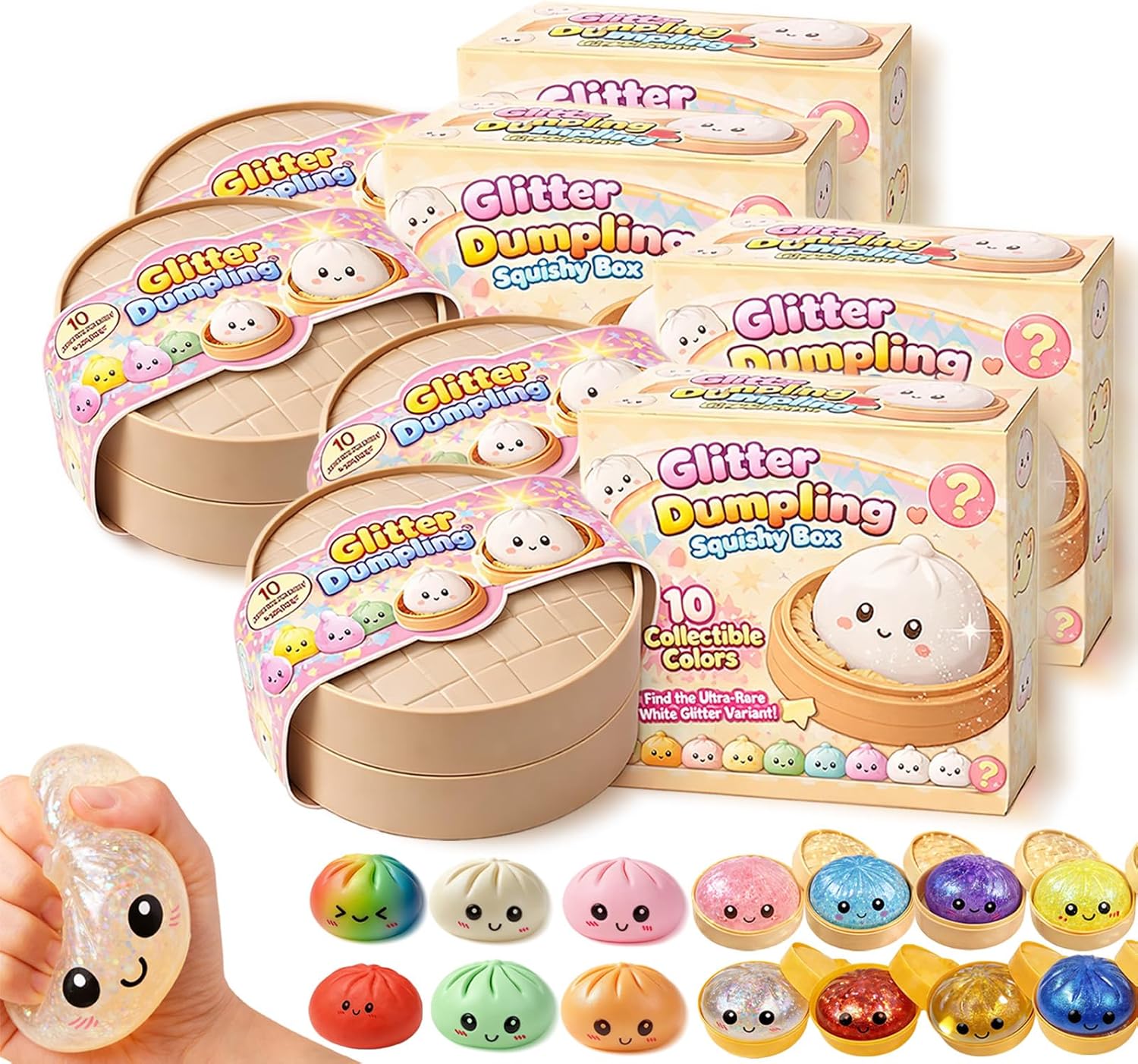 Amazon.com: Mystery Dumpling Squishy Glitter – Random Color, Rare Buns ...