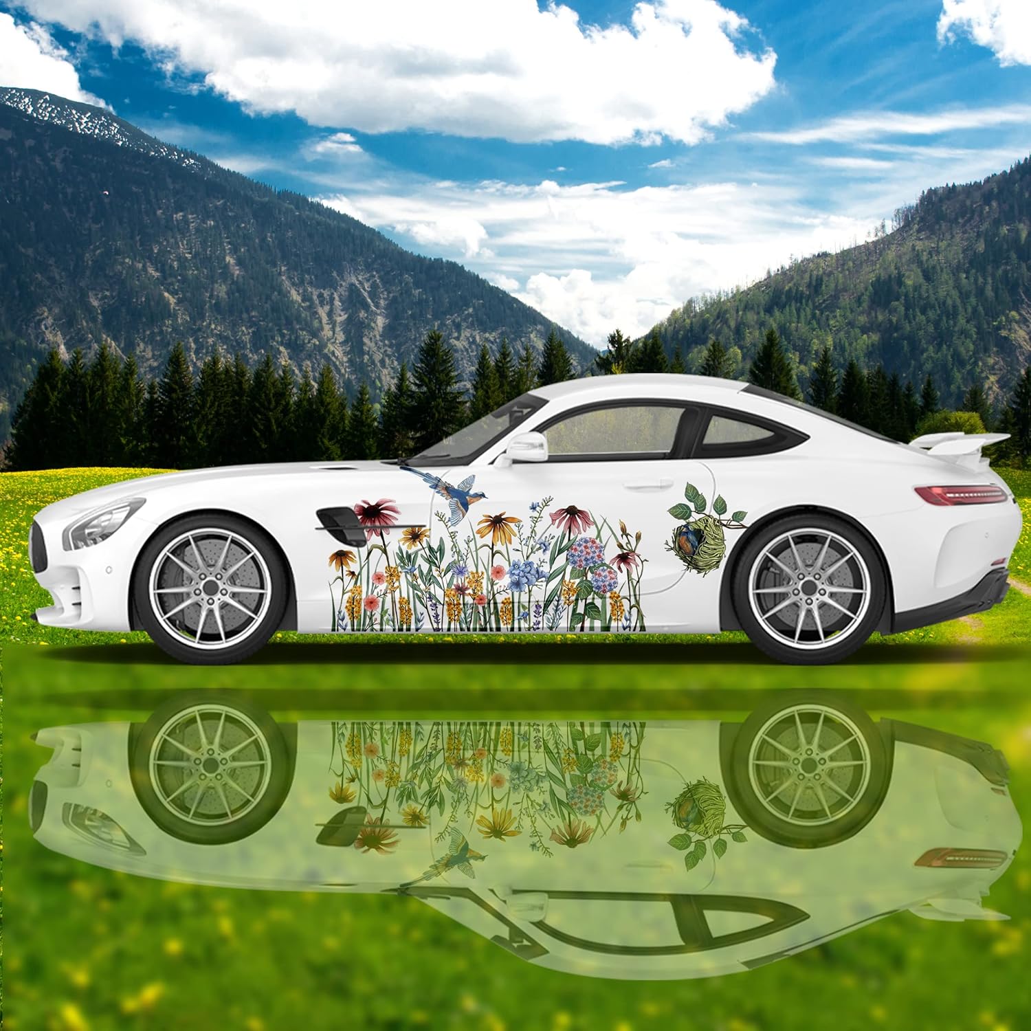 Amazon.com - Flower Car Decal Birds Car Vinyl Sticker Side, Universal ...
