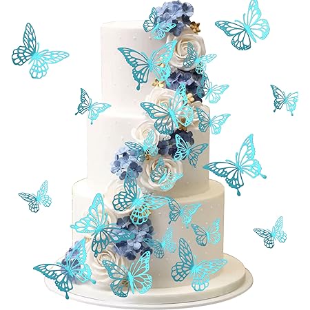 Cakeshop Basics 45 x Blue Butterflies Edible Cake Toppers : Amazon.co ...