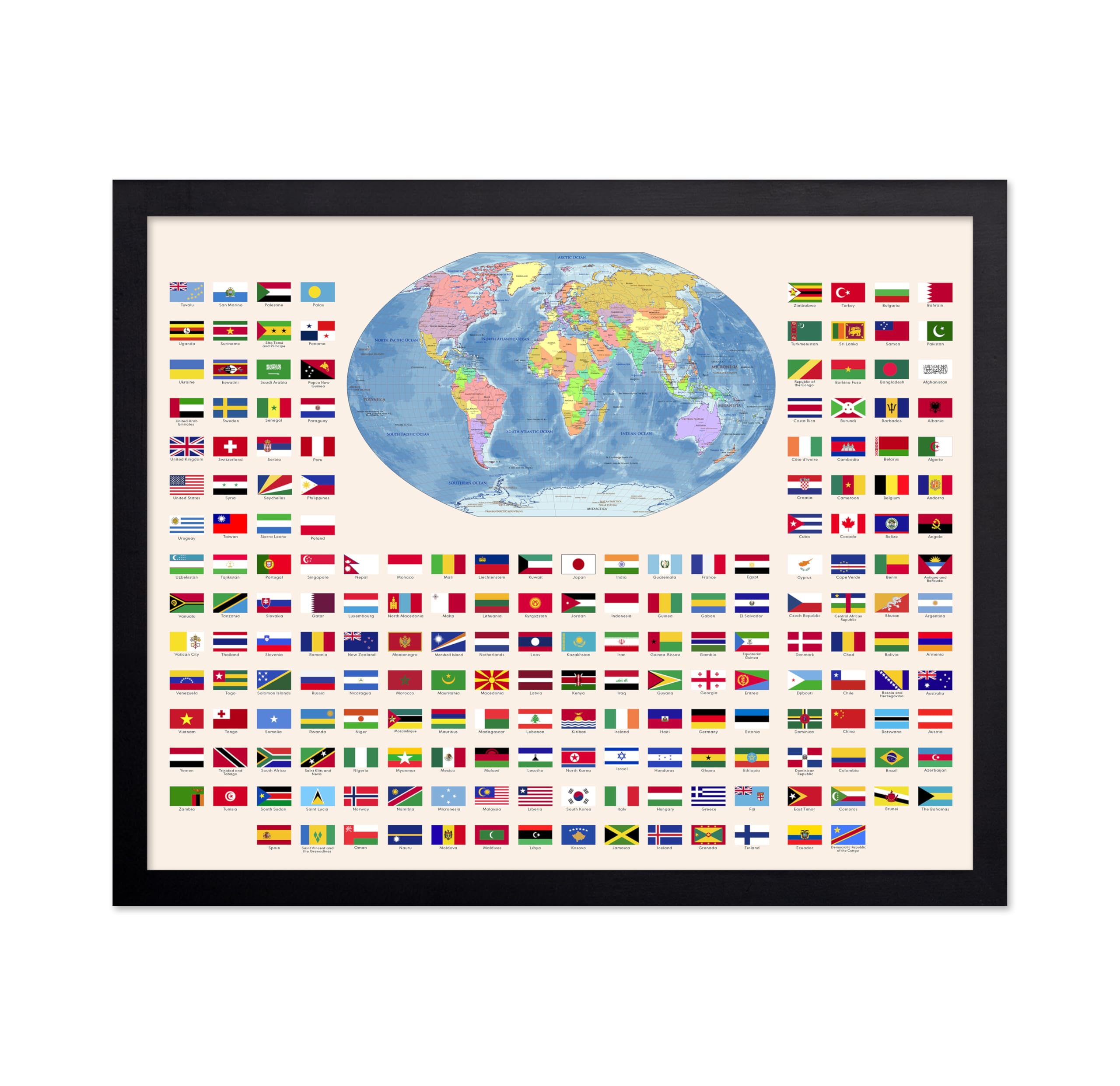 Amazon.com: Poster Master Flags of the World Poster - World Map Print ...