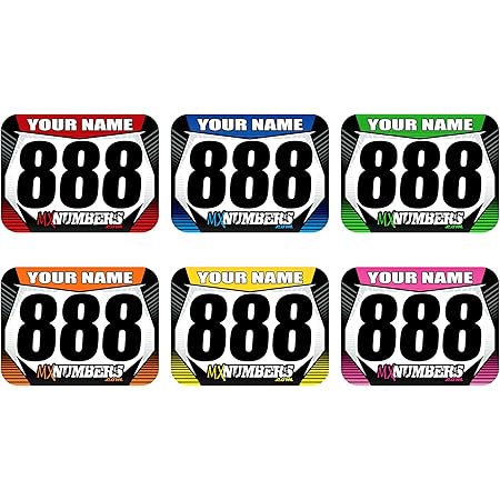 Amazon.com: MX & ATV Number Plate Decals | Set of 3 Multicolored Race ...