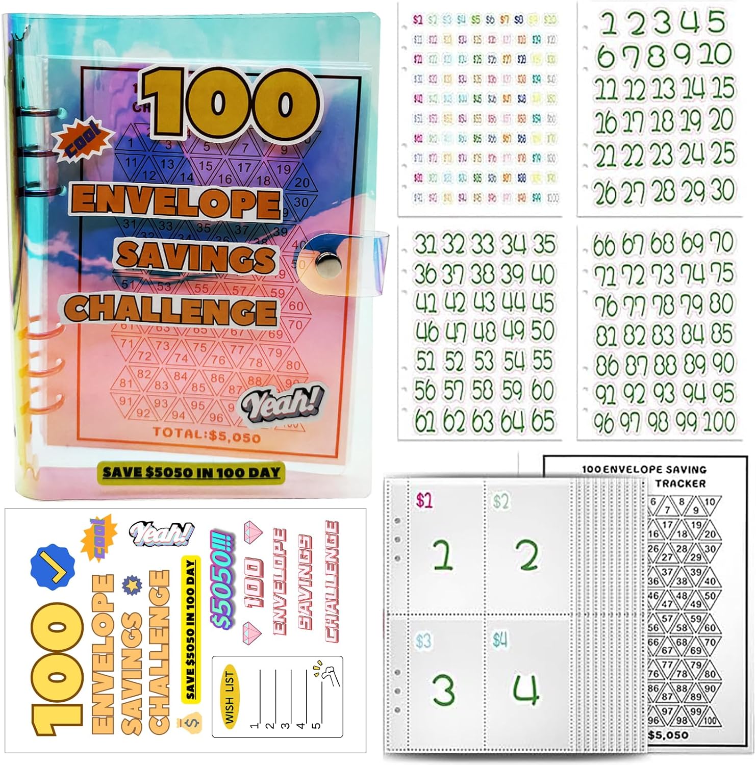 Amazon.com: 100 Envelopes Money Saving Challenge Binder, Budget Binder ...