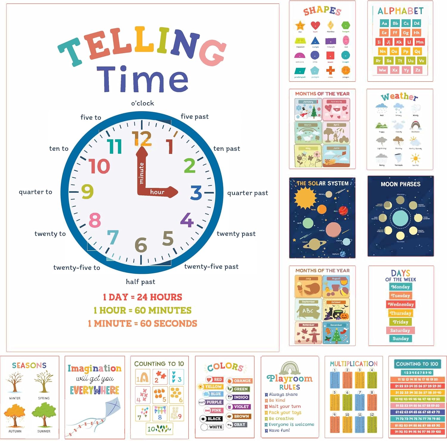 bqw 16 Laminated Educational Posters for Preschool & Australia | Ubuy
