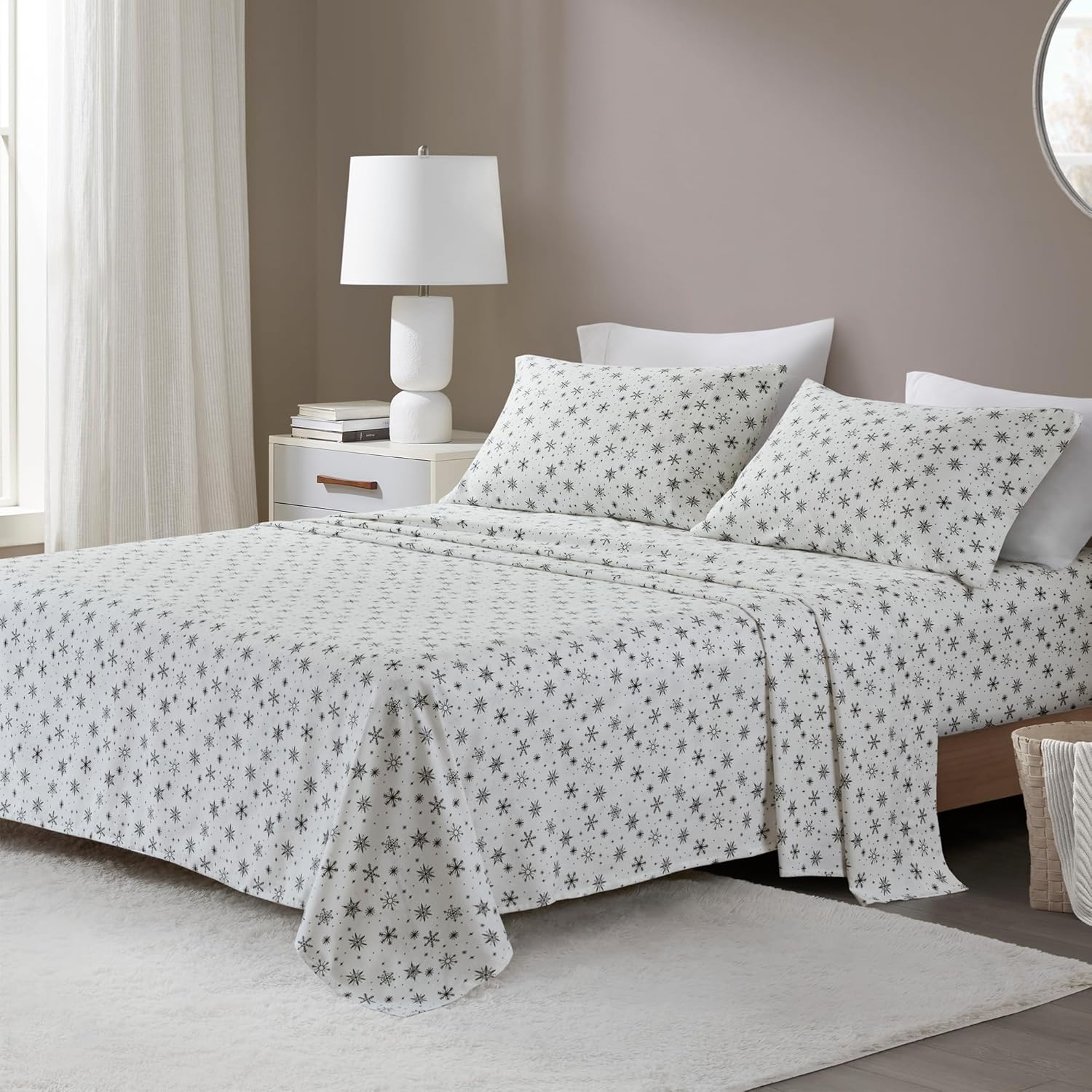 Amazon.com: Beautyrest Cotton Sheet Set Cozy Print 100% Cotton Flannel ...