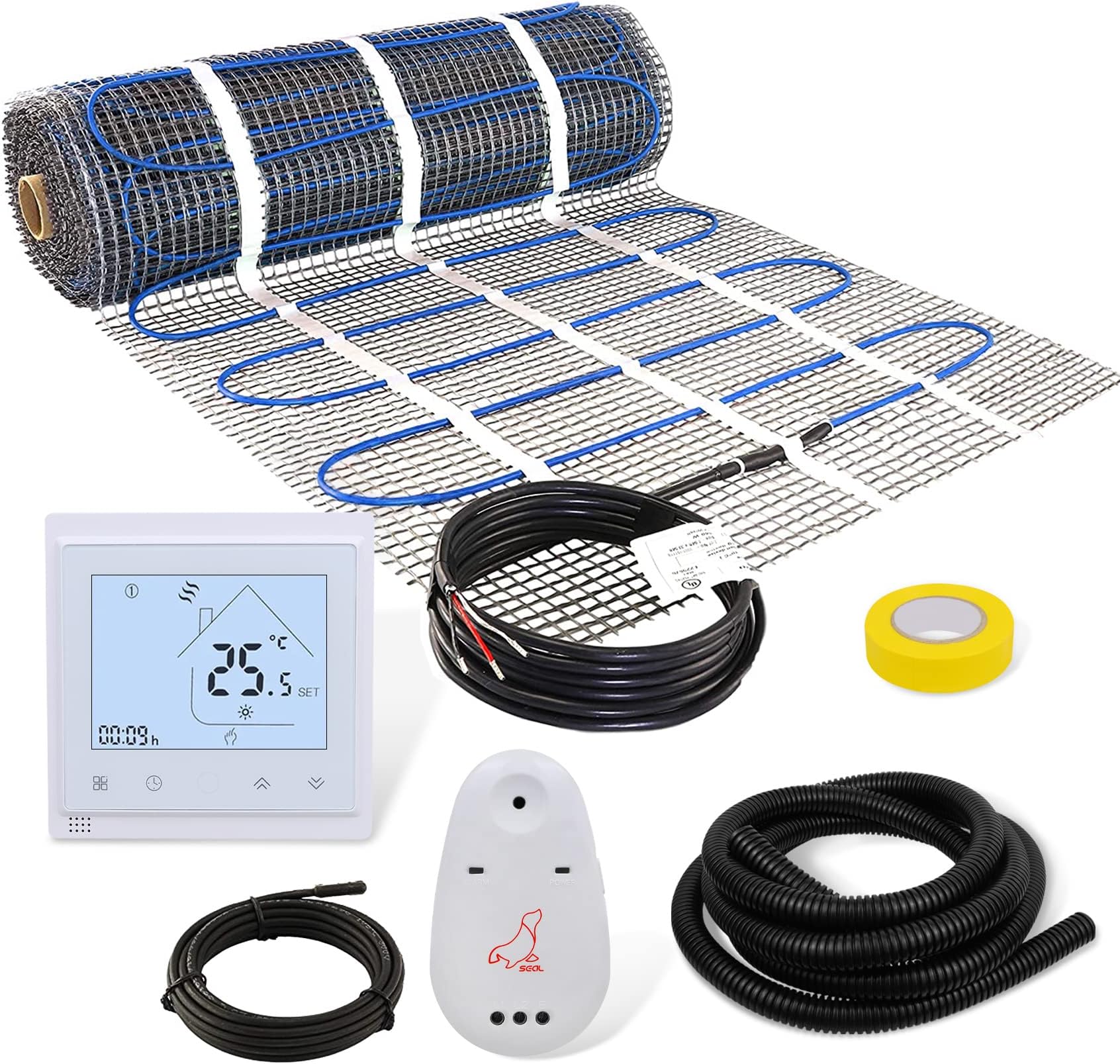 30 sqft Mat Kit, 120V Electric Radiant Floor Heat Heating System w/Aube ...