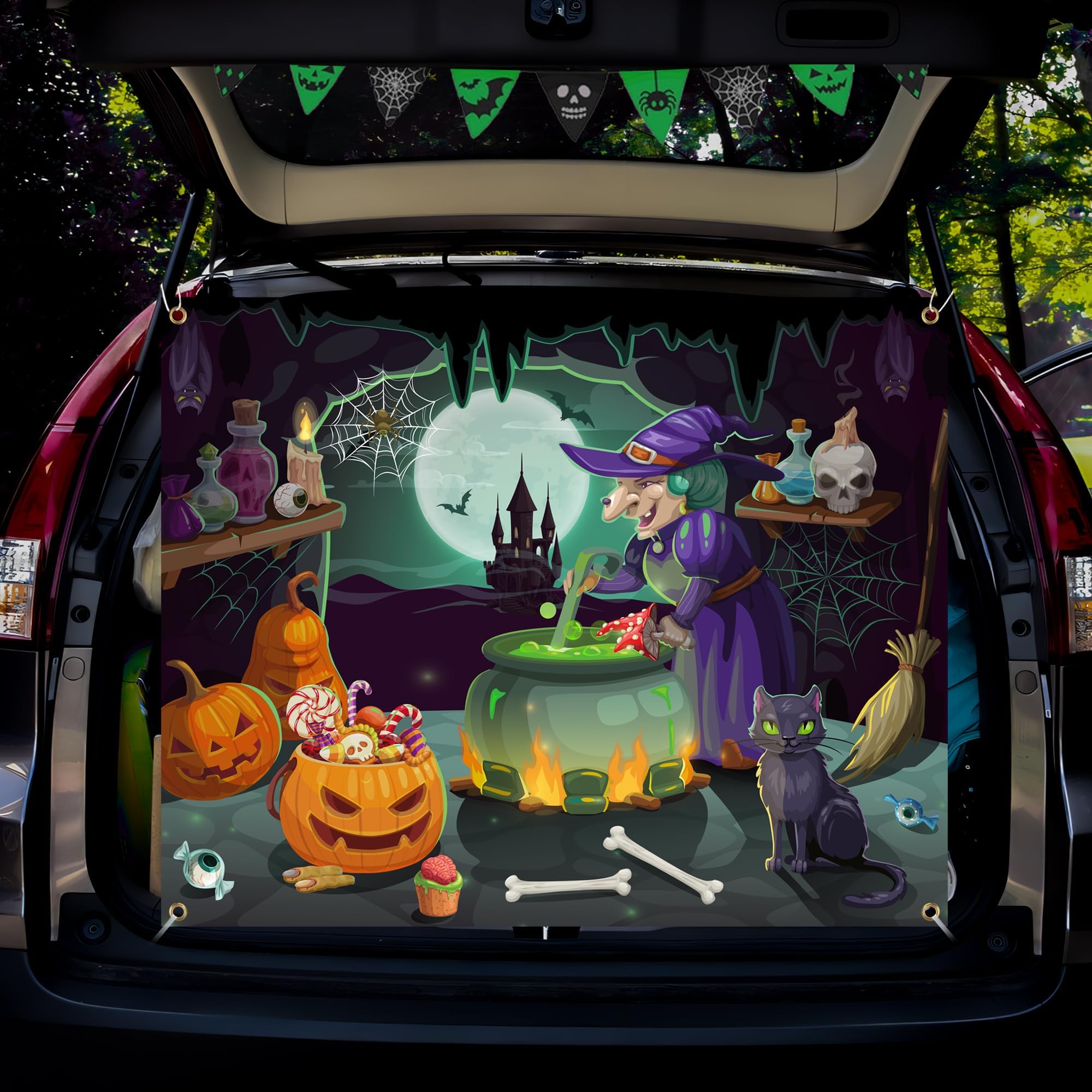 Amazon.com: Trunk or Treat Car Decorations Kit for Suv Banner, Witches ...