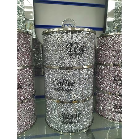 DEENZ Stackable Tea Coffee Sugar Storage Jars 3Pk Round Food Canisters ...