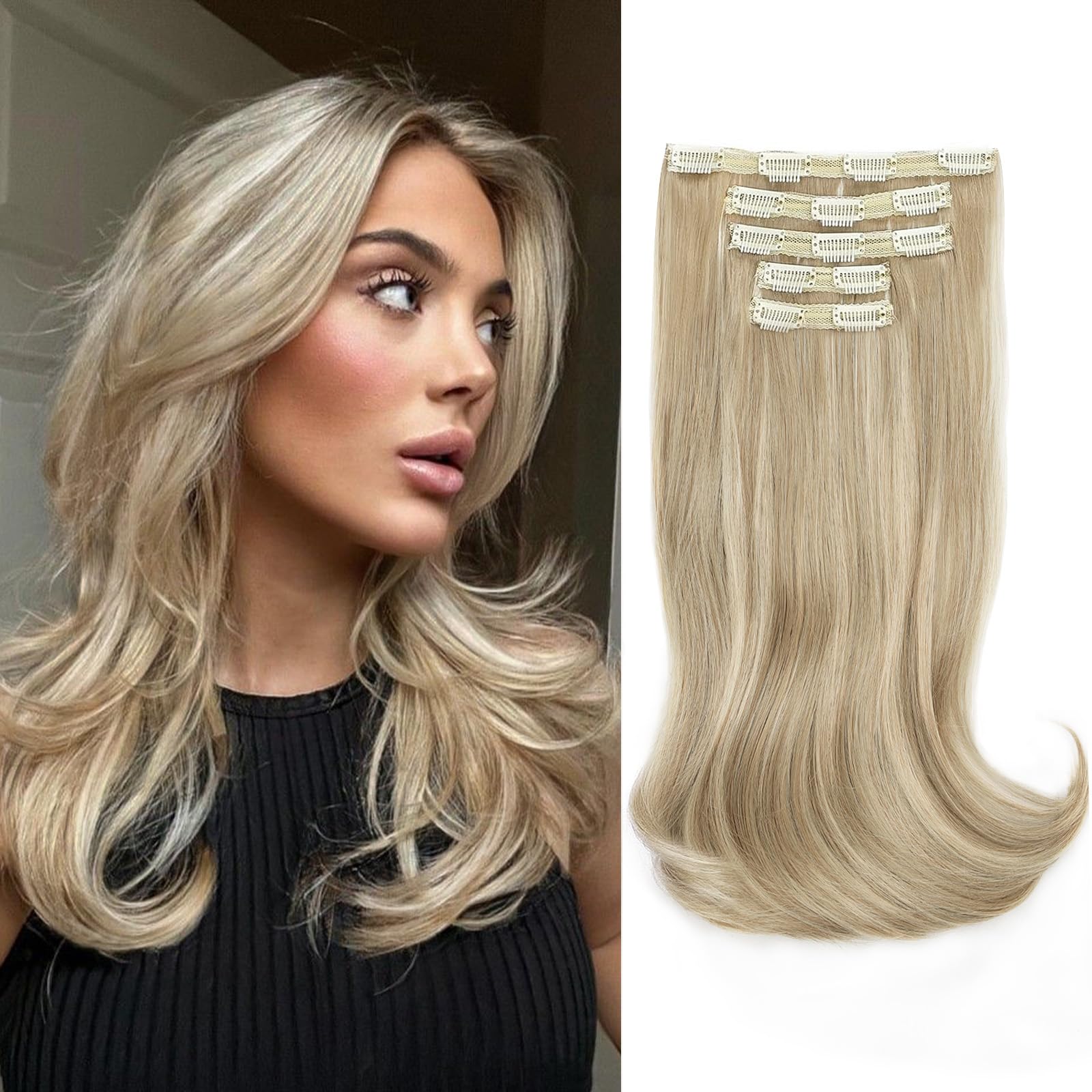 Amazon.com : ALXNAN Clip in Hair Extensions, Hair Extensions Thick Long ...