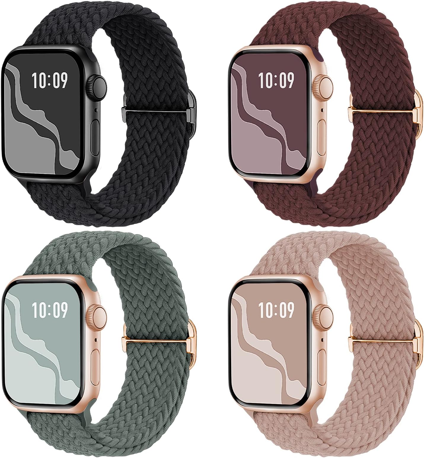Braided Solo Loop 4-Pack Compatible with Apple Watch Band 38mm 40mm ...