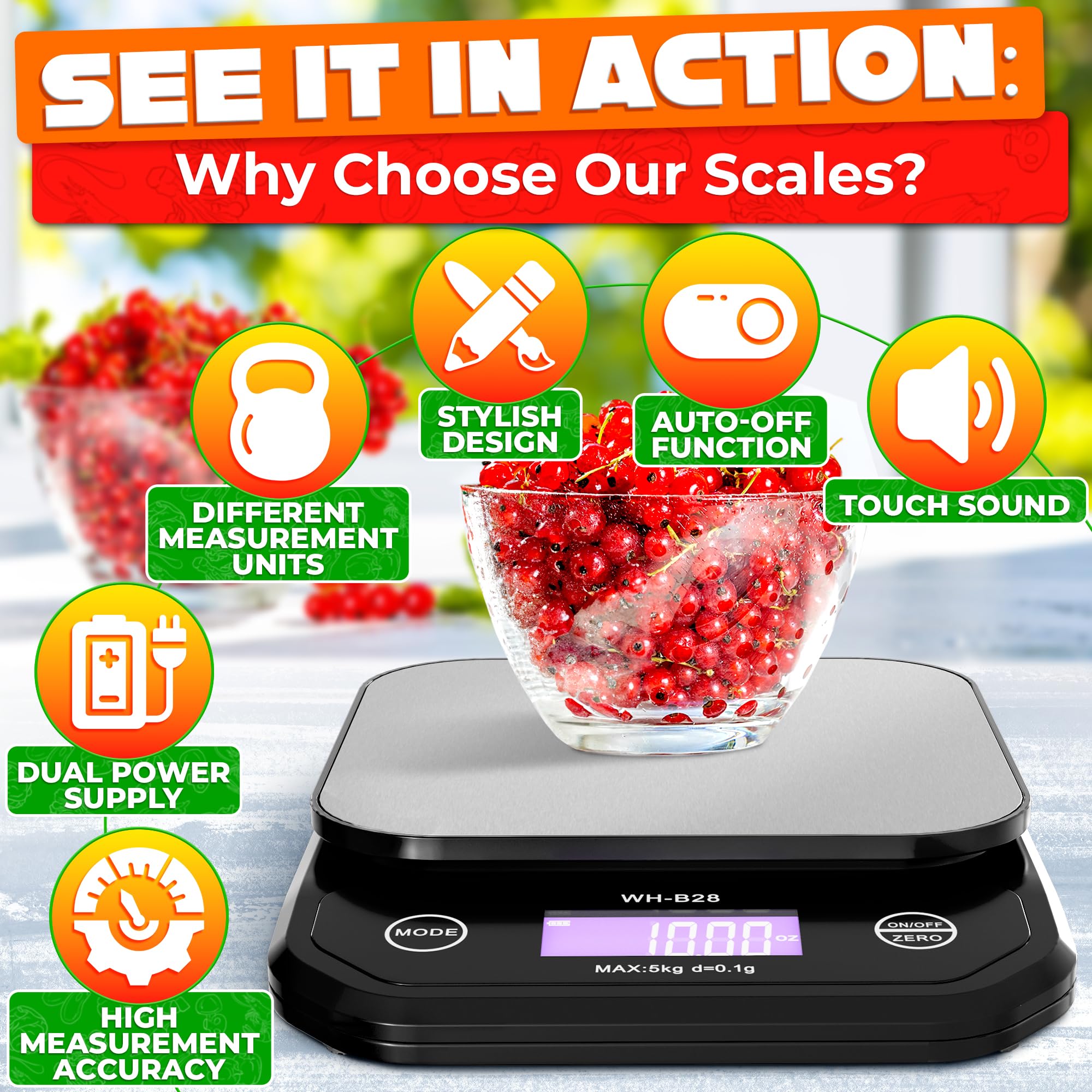Snapklik.com : 11lb/5kg Digital Food Scales For Kitchen - Kitchen Scale ...